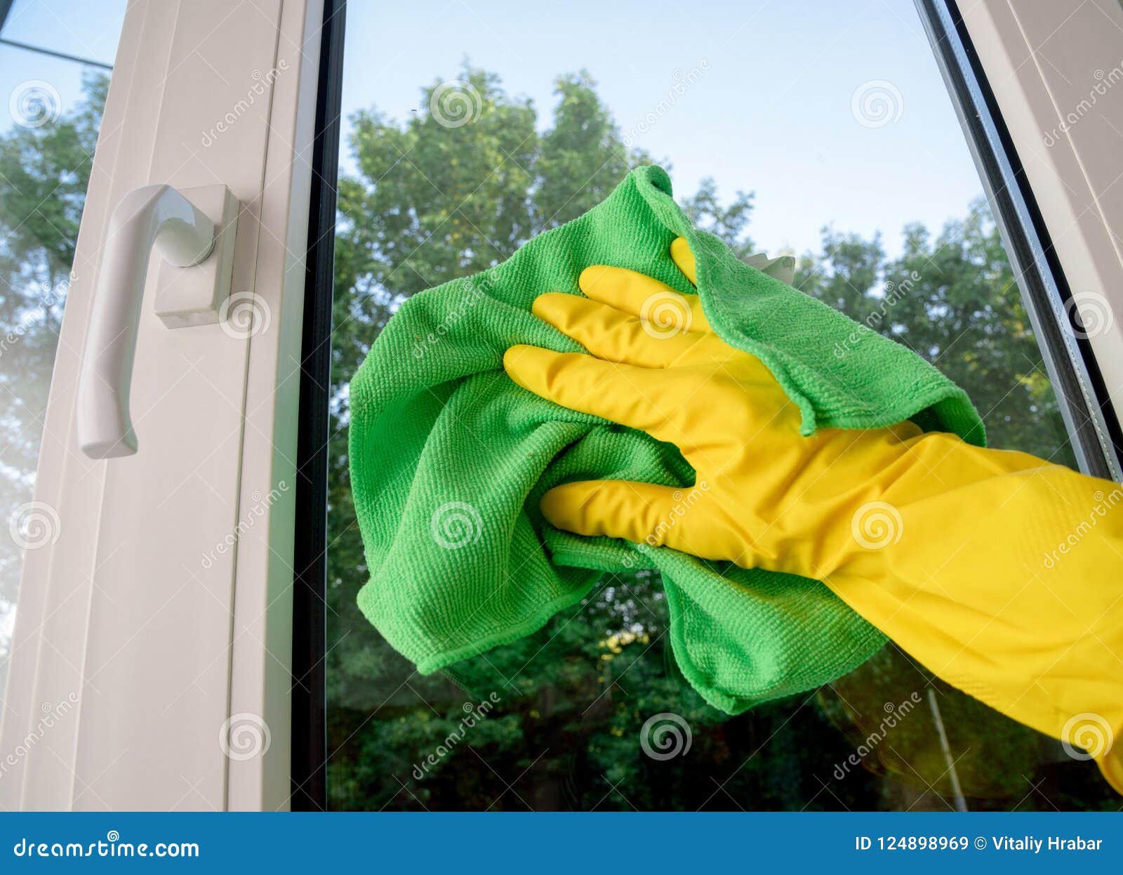 Plastic Vinyl Window with Squeegee Stock Image - Image of open, door ...