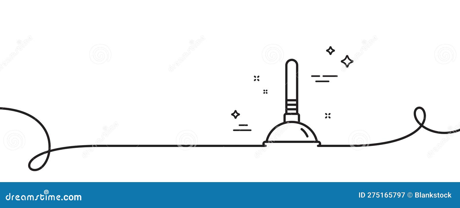 Cleaning Plunger Icon. Clogged Pipes Cleaner. Continuous Line with Curl ...