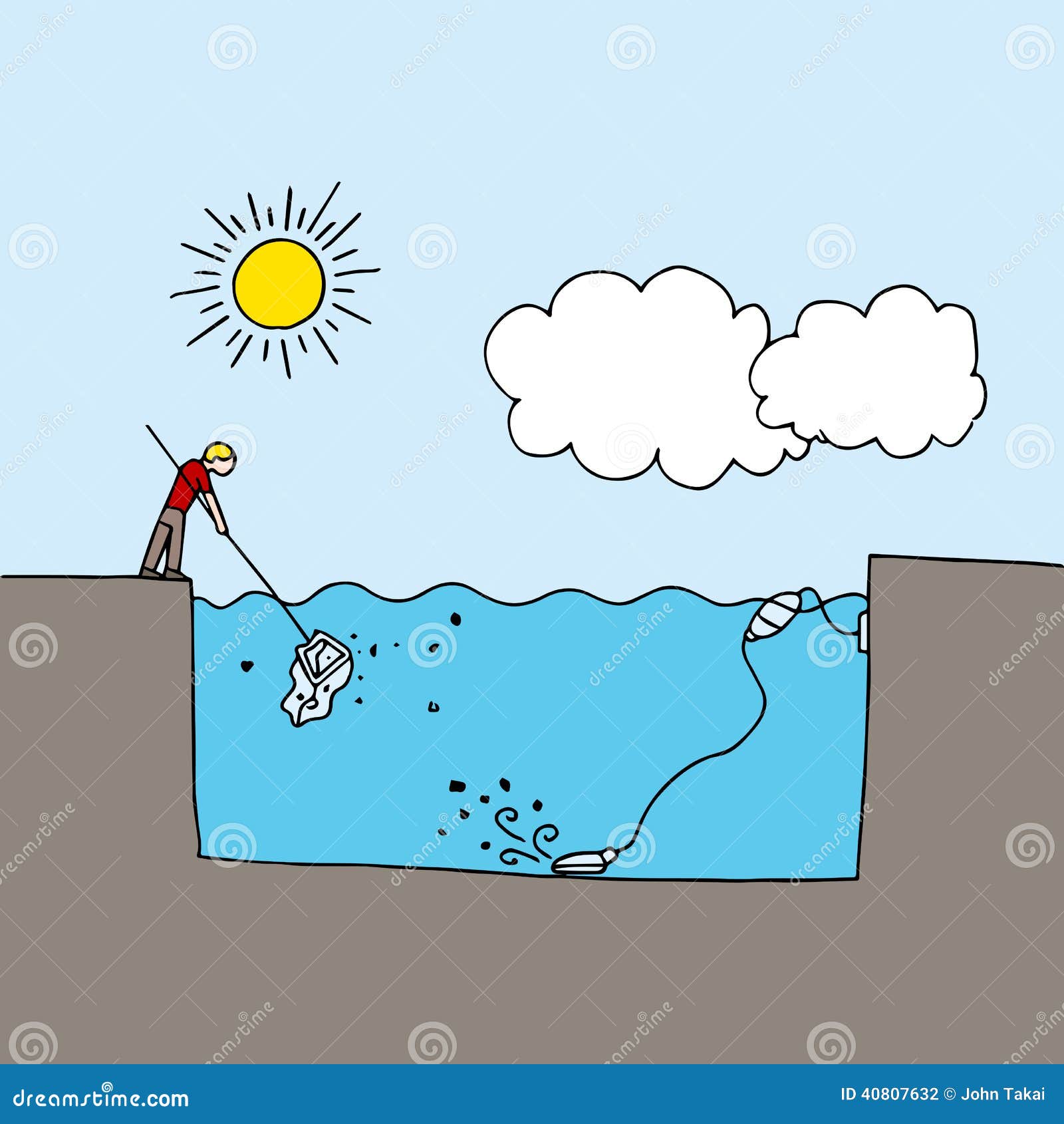 Cleaning Pool stock vector. Illustration of summer, vector - 40807632