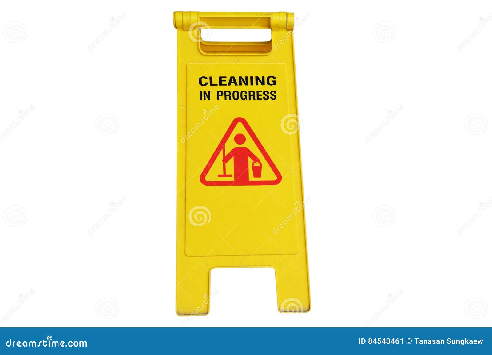 Cleaning in Process and Caution Wet Floor Symbol Stock Image - Image of ...
