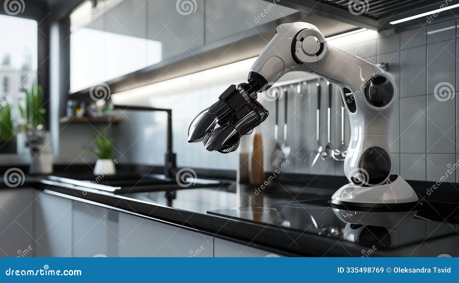 Cleaning Process and Working Robot Cleaner in the Kitchen Stock Image ...
