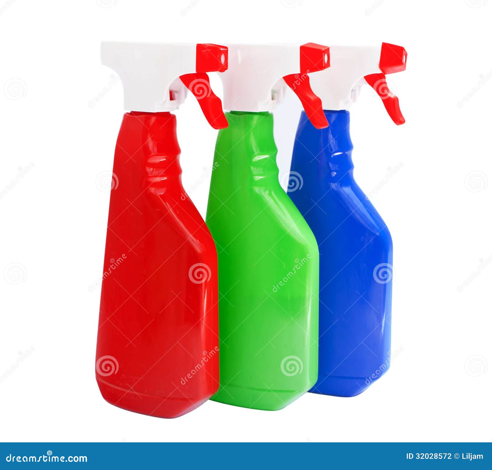 Cleaning Products Bottles Isolated on White Stock Photo - Image of ...