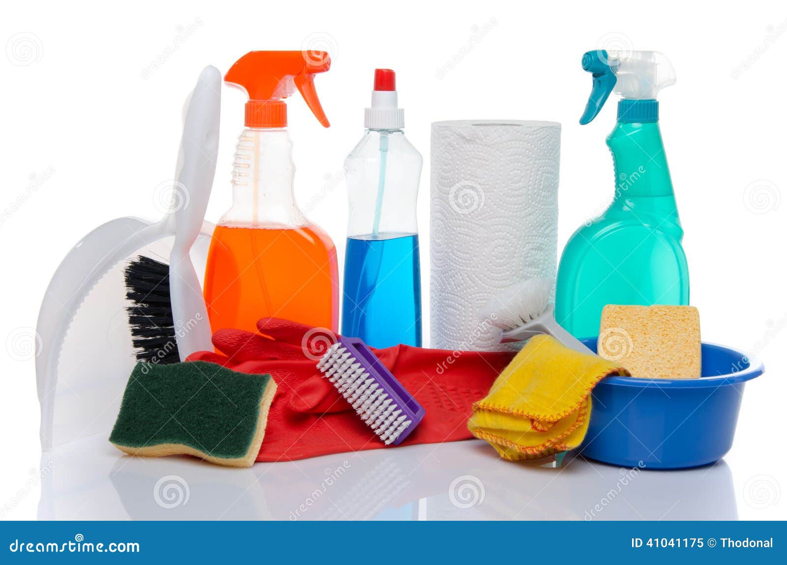 Cleaning Products with Cleaning Material Stock Image - Image of ...