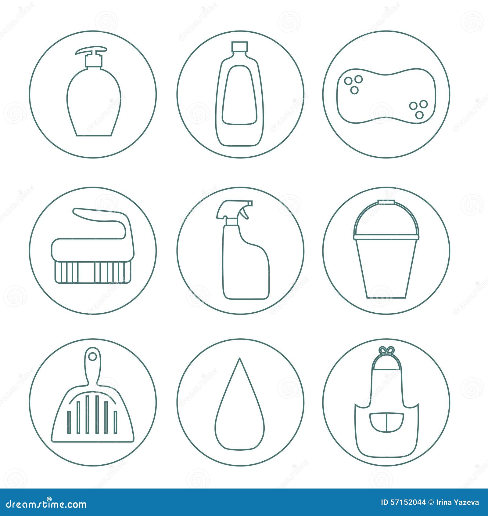Cleaning Products Flat Icon Vector Set. Stock Vector - Illustration of ...