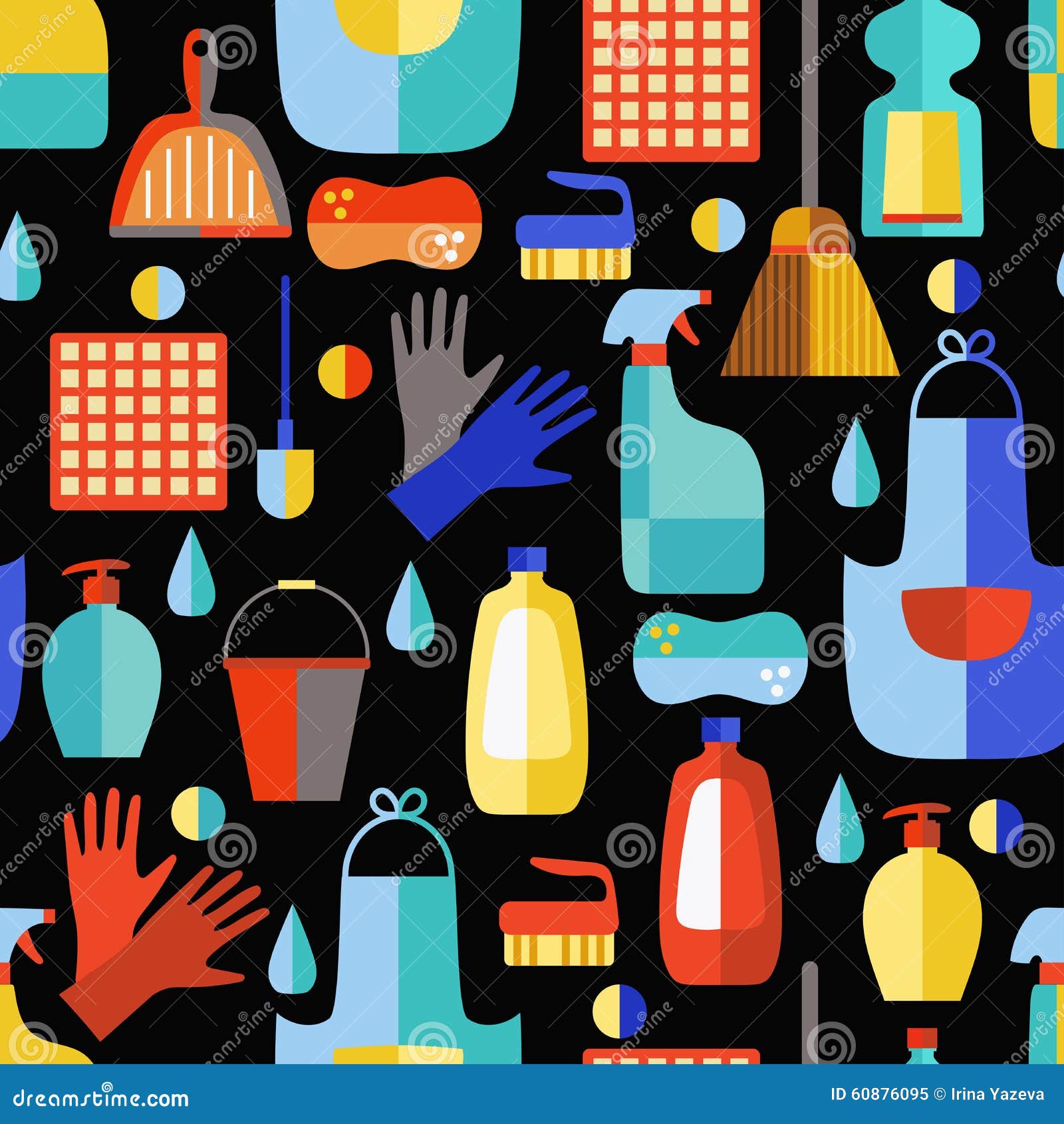 Cleaning Products Seamless Pattern. Stock Vector - Illustration of ...