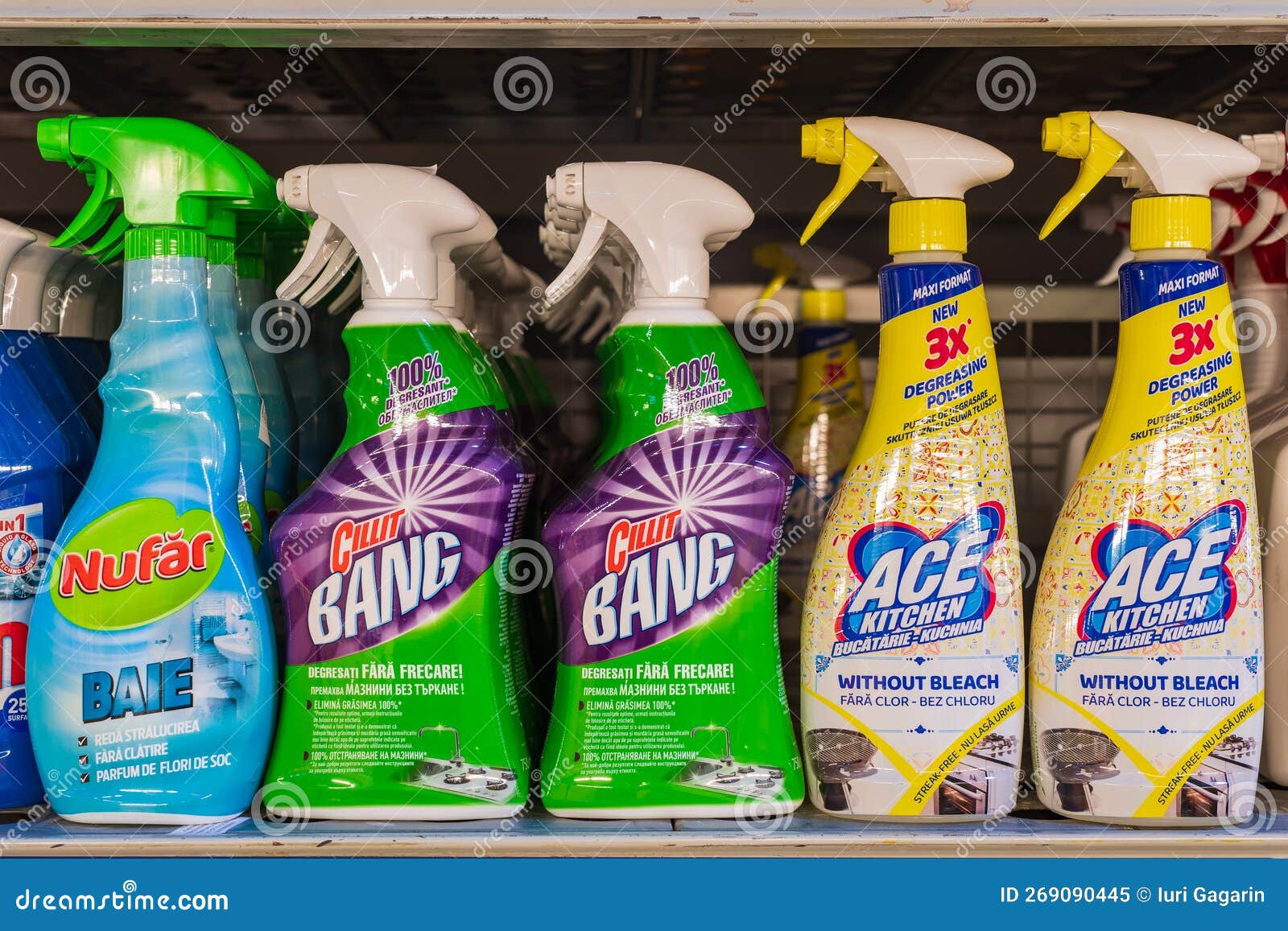 Spray For Cleaning Glass And Windows Of Sidolin Blue Container With German Sidolin Applicator