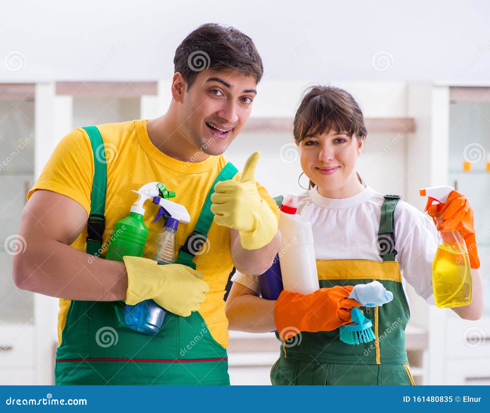 Cleaning Professional Contractors Working at House Stock Image - Image ...