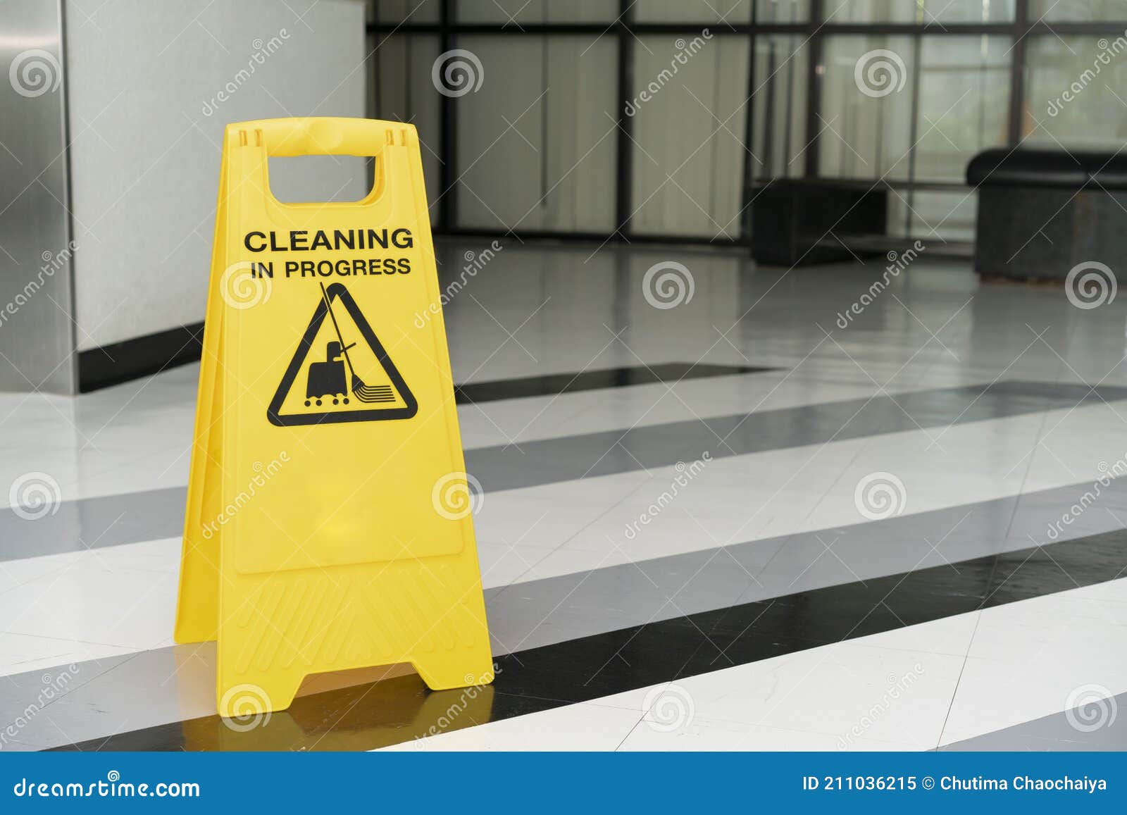 Cleaning Progress Caution Sign in Office Stock Image - Image of service ...