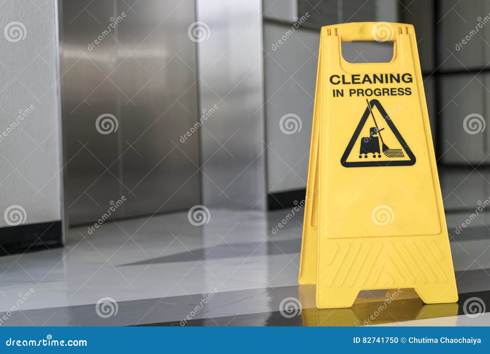 Cleaning Progress Caution Sign in Office Stock Photo - Image of safety ...