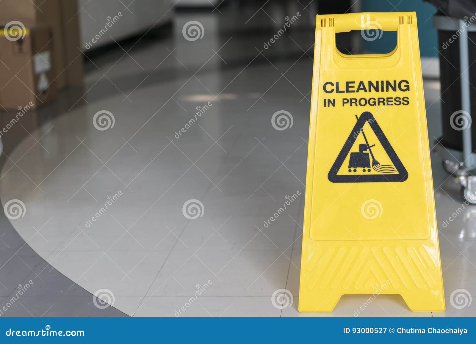 Cleaning Progress Caution Sign in Office Stock Image - Image of close ...