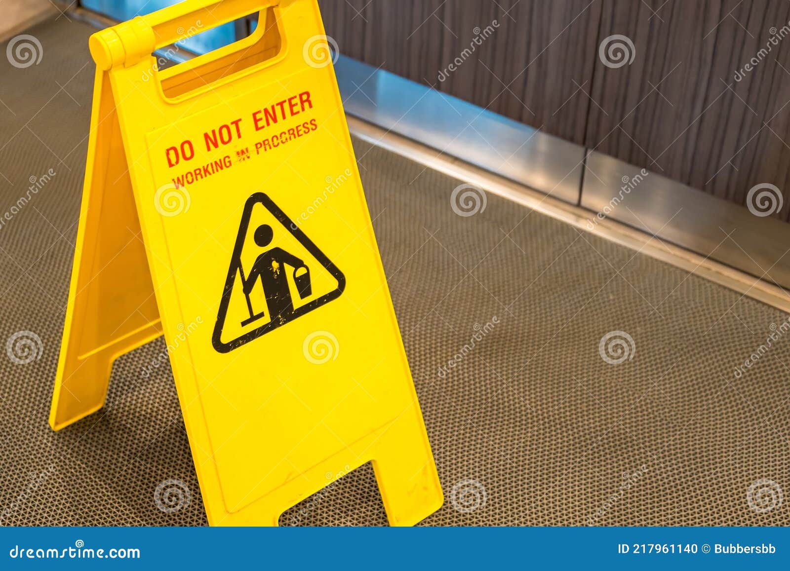 Cleaning in Progress Caution Sign in Pathways in the Restaurant Stock ...