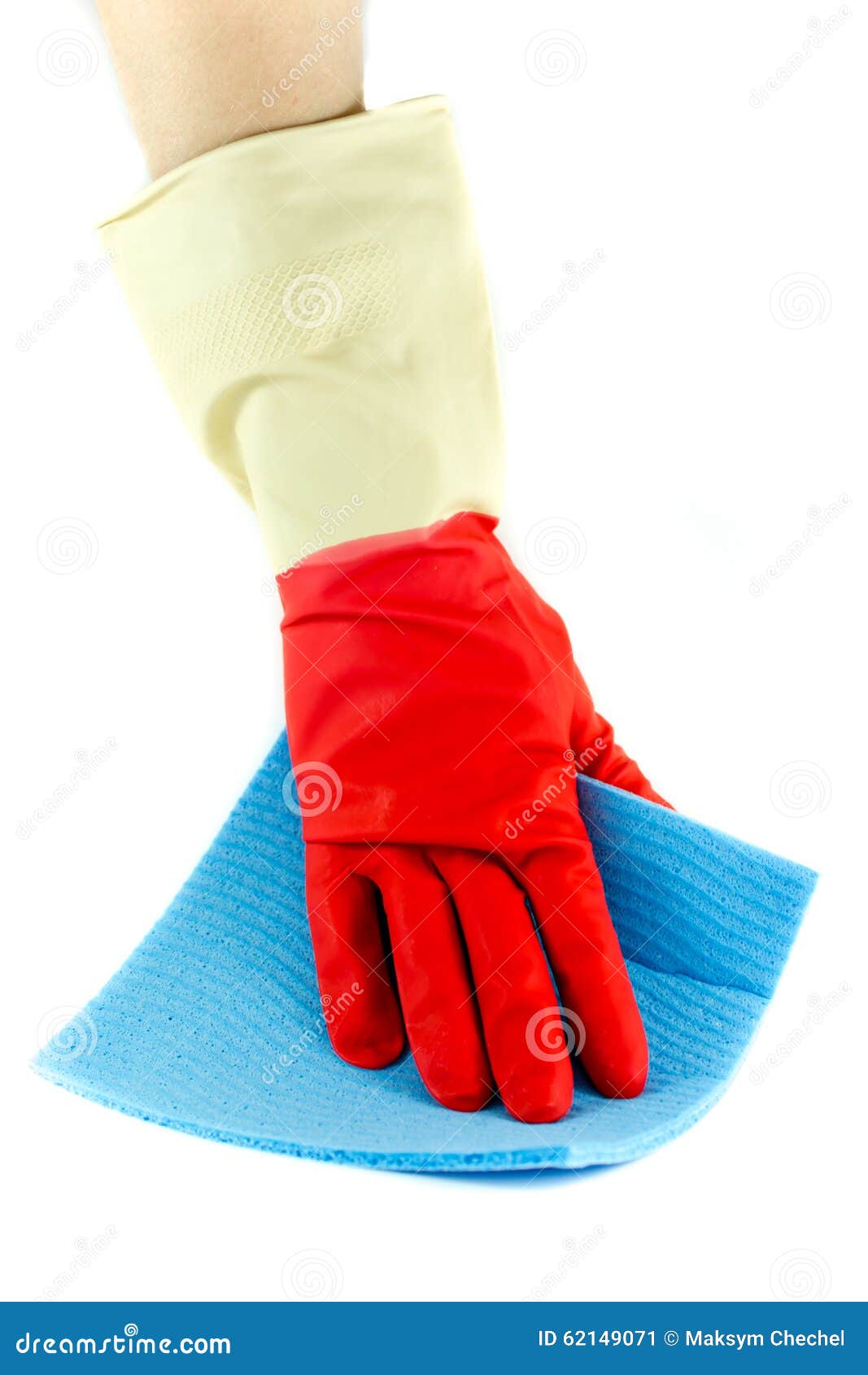 Cleaning Rubber Gloves with Rag Stock Image - Image of sponge ...