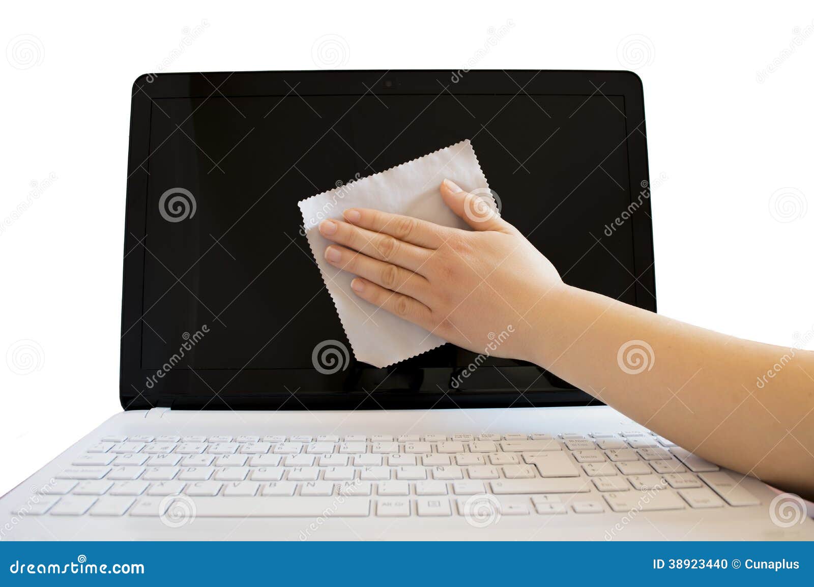 Cleaning the Screen of a Computer Stock Photo - Image of glass ...