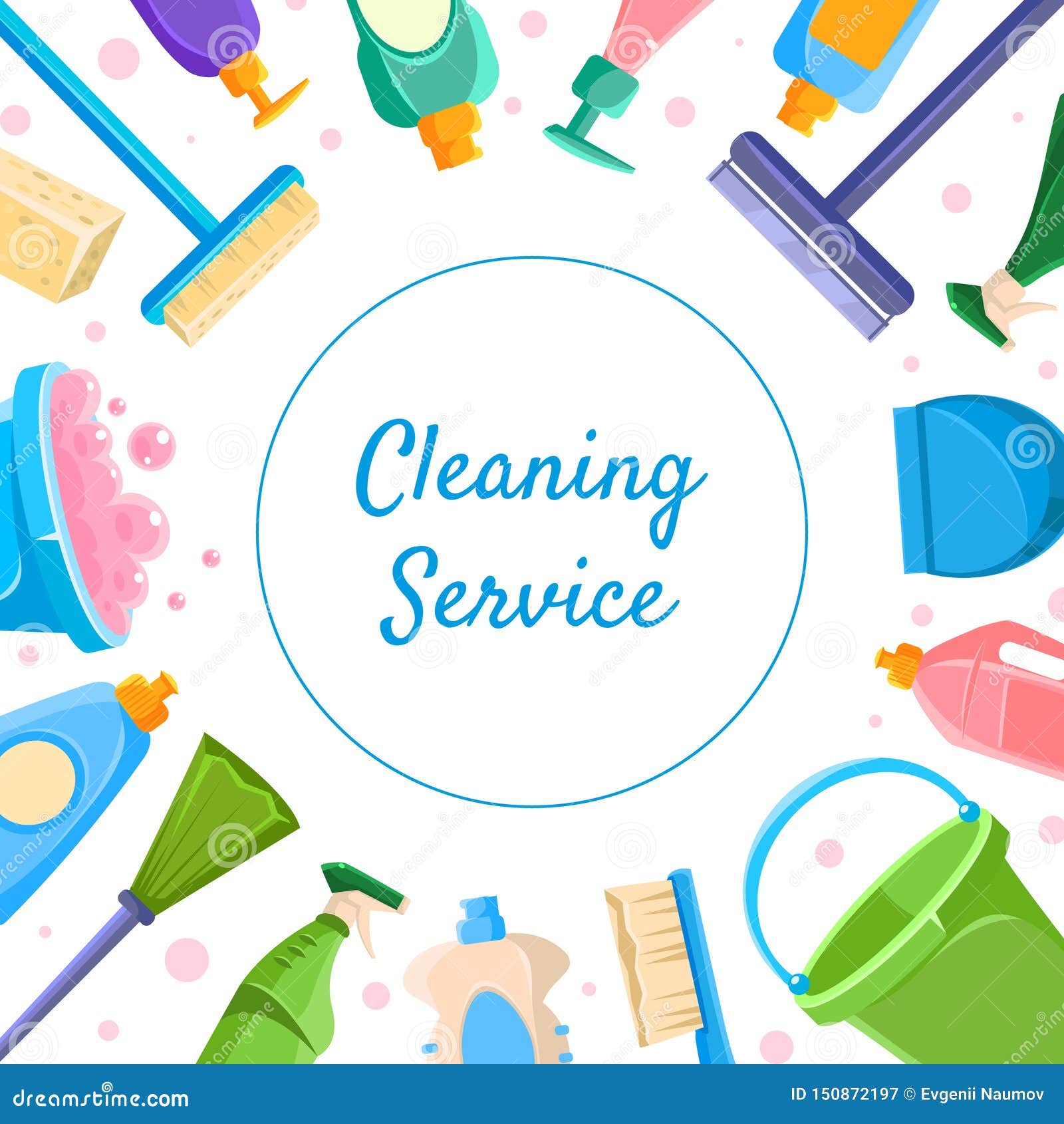 Cleaning Service Banner Template, Various Cleaning Tools and Detergents ...