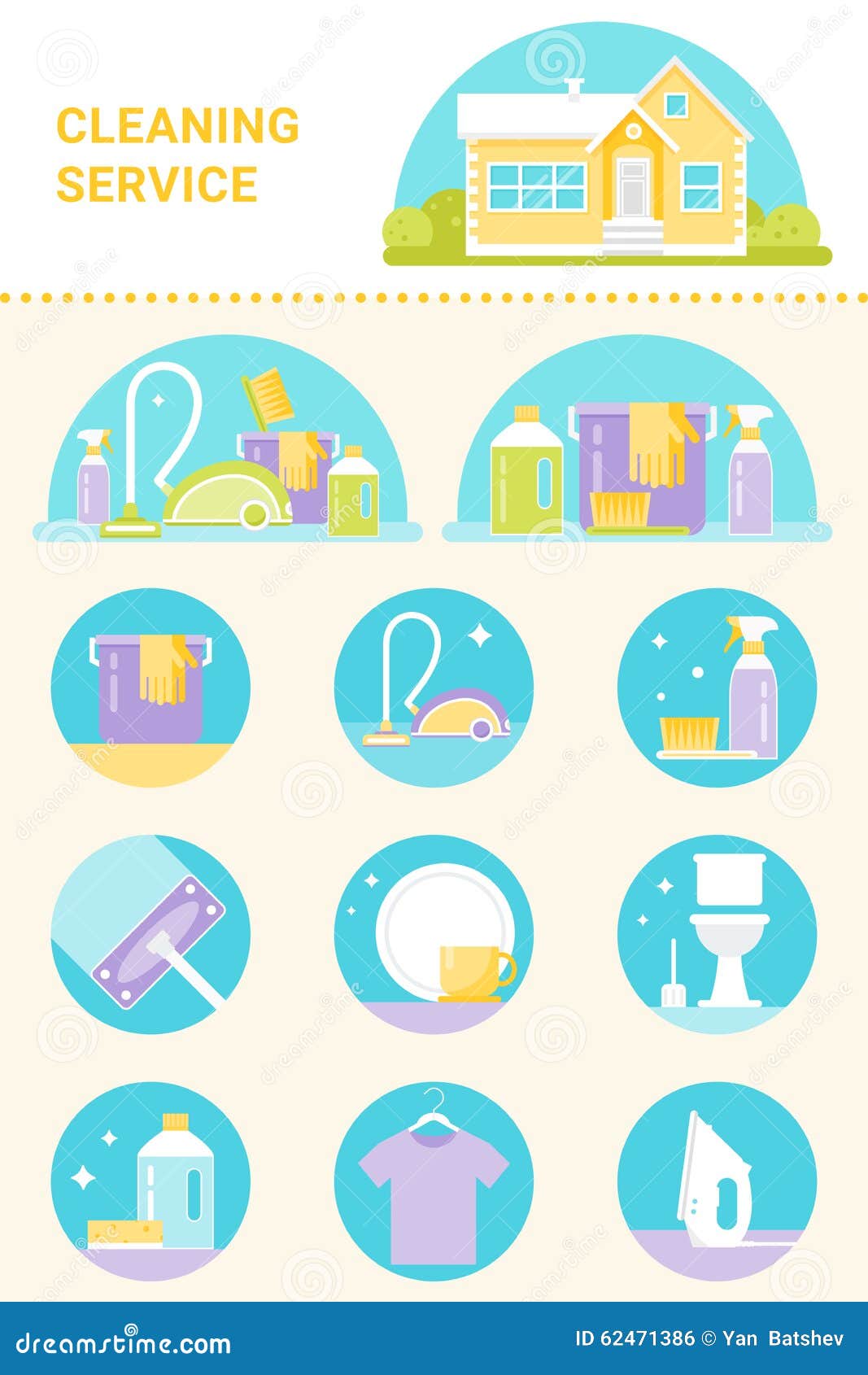 Cleaning Service, Cleaning Agents and Tools Illustrations and Icons ...