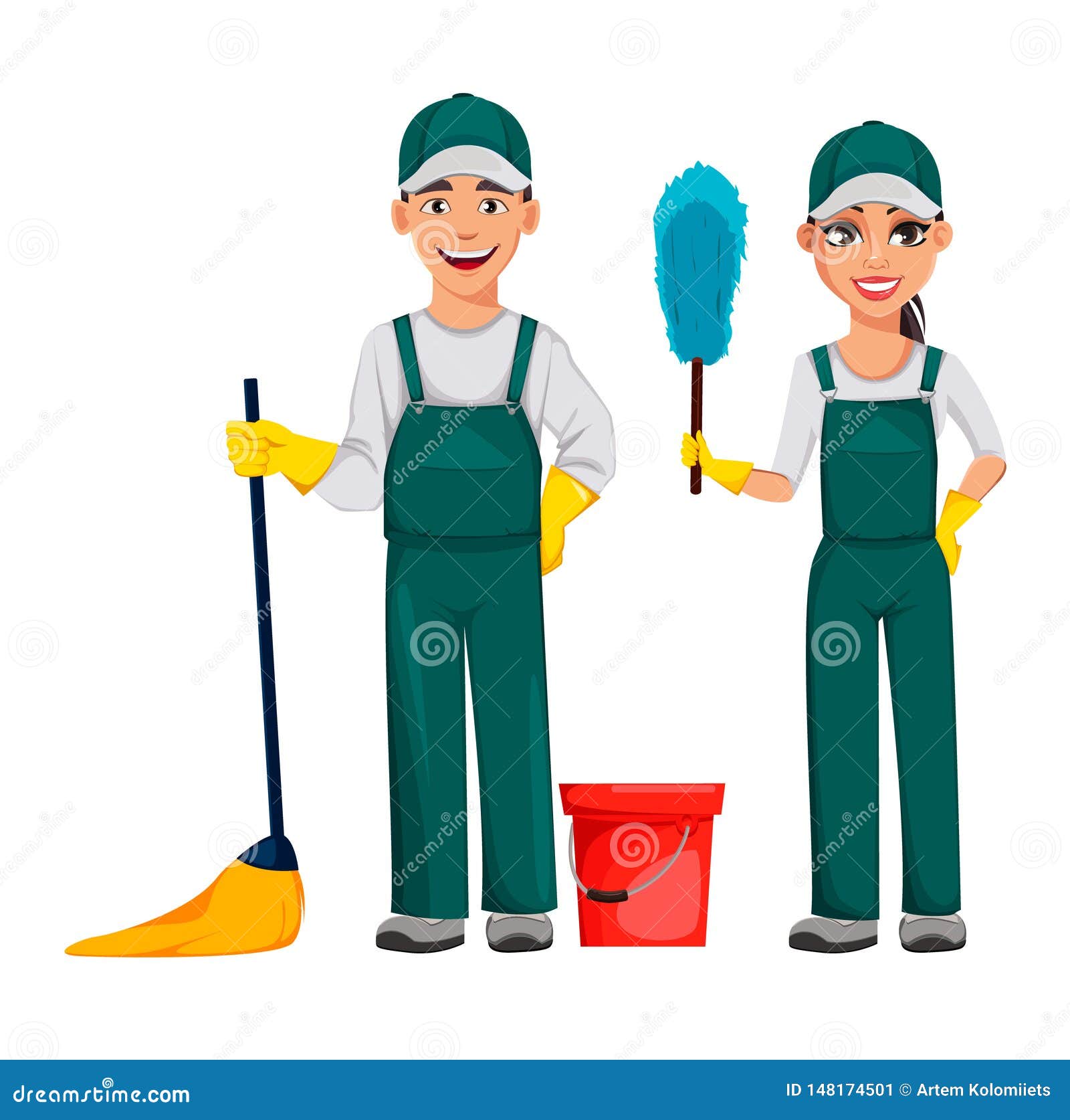 Cleaning Service Concept. Cheerful Cartoon Character Stock Vector ... Cleaning Service Concept. Cheerful Cartoon Character Stock Vector ...