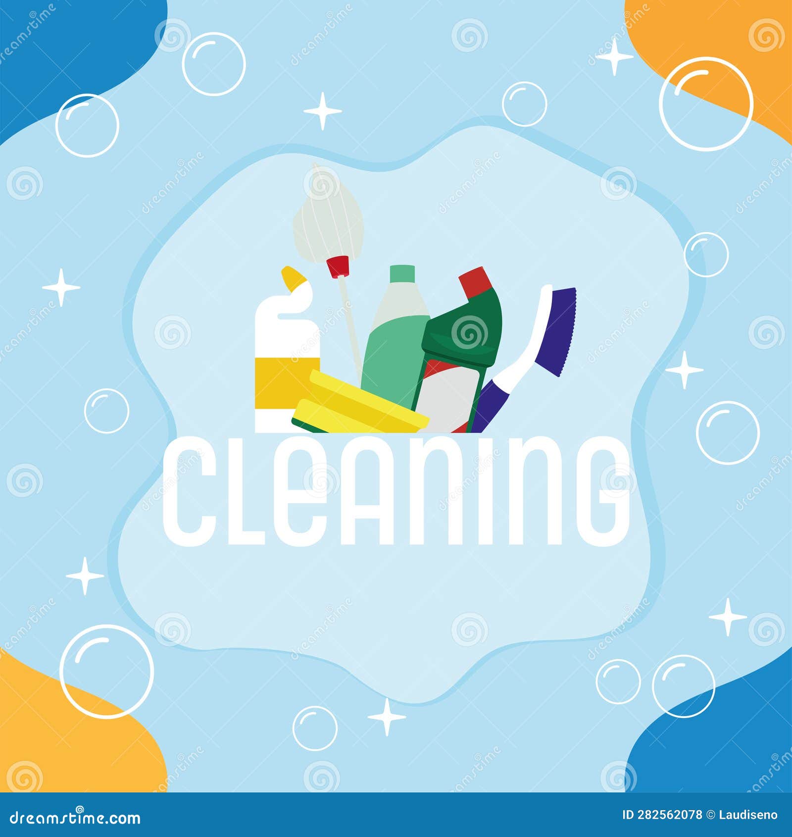 Cleaning Service Concept Poster with Product Items Vector Stock Vector ...