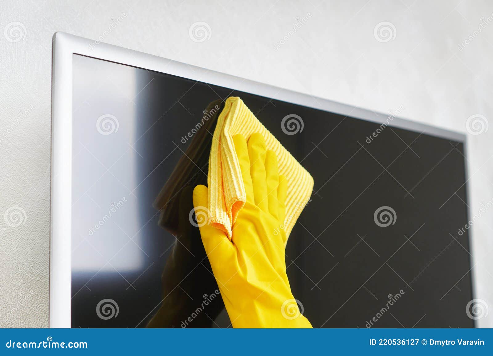 Cleaning Dust from the TV Screen Stock Image - Image of disinfection ...
