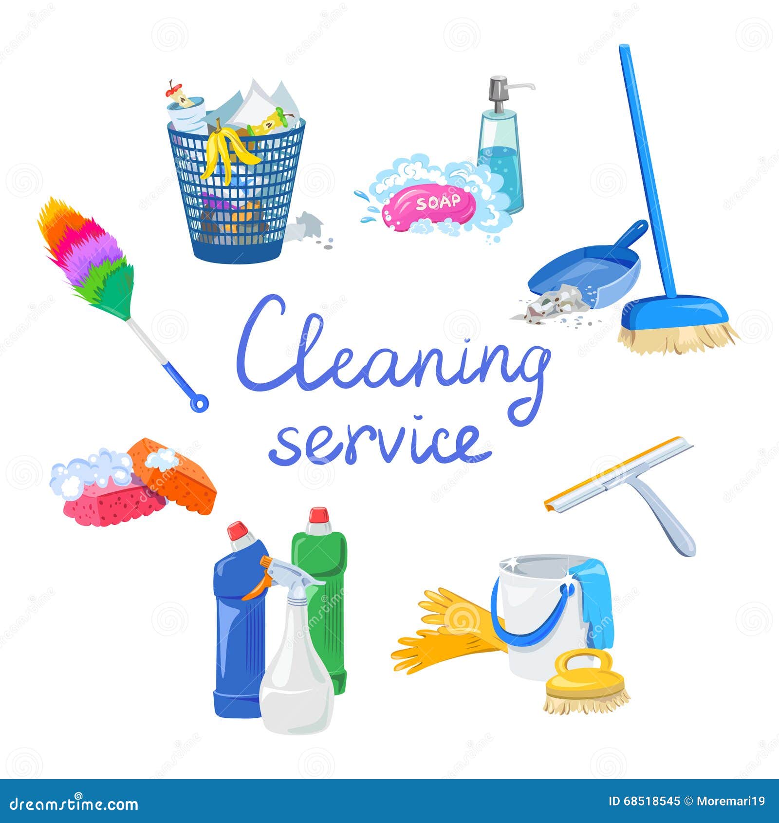 Cleaning Service Elements Isolated Stock Vector - Illustration of ...