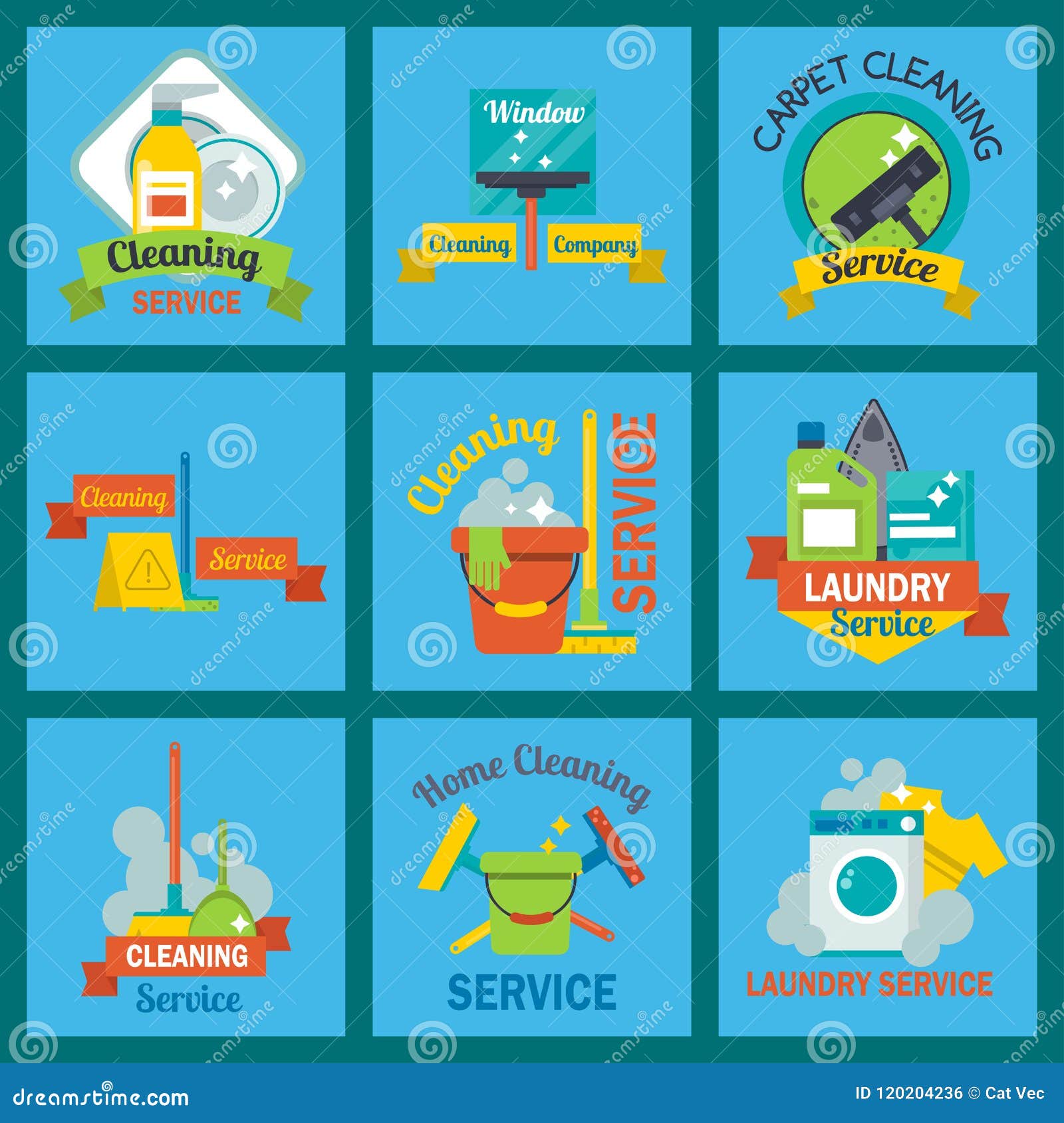 Cleaning Service Emblems Labels Design Home Household Symbol Work Brush ...