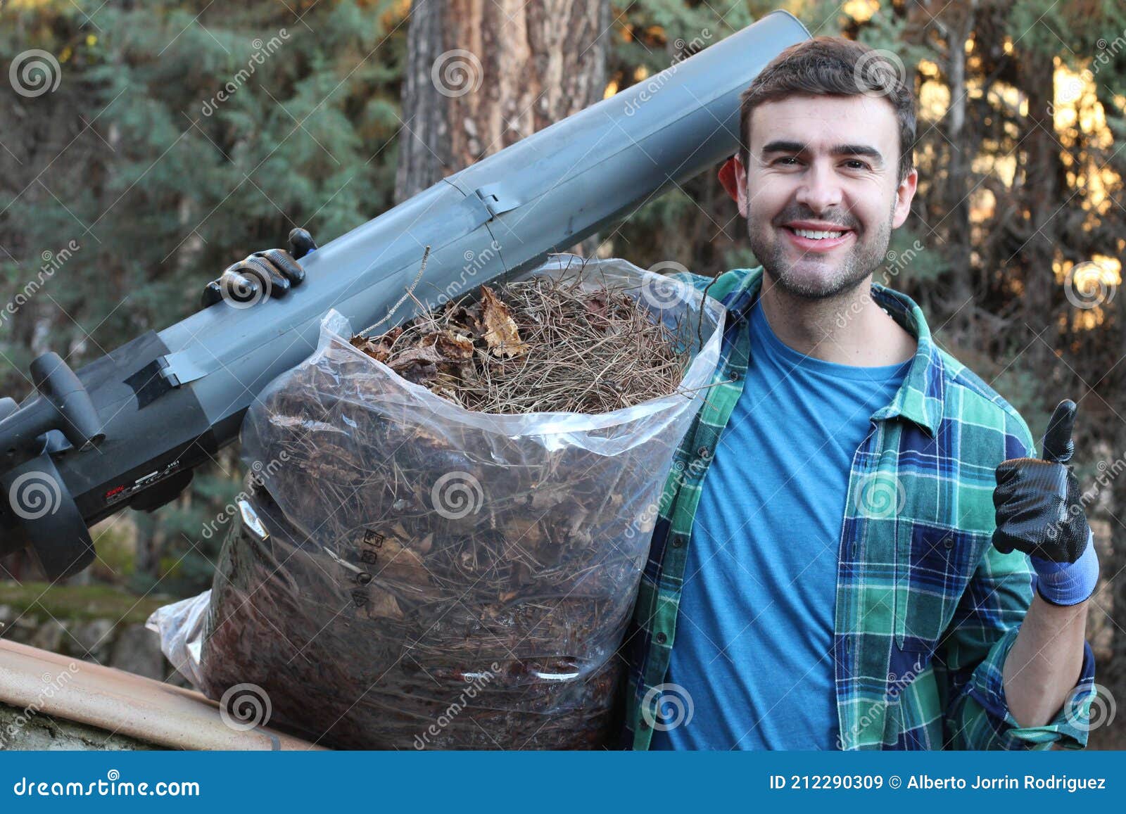 Cleaning Service Guy Using Leaf Blower Stock Image - Image of garden ...
