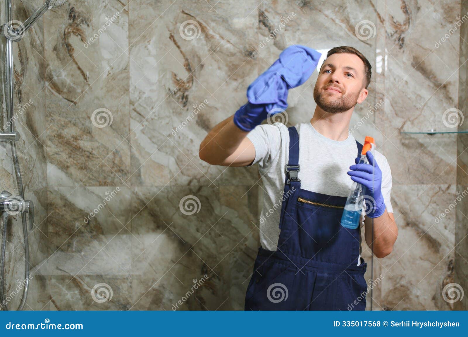Cleaning Service, a Man Cleans the Bathroom Stock Photo - Image of ...