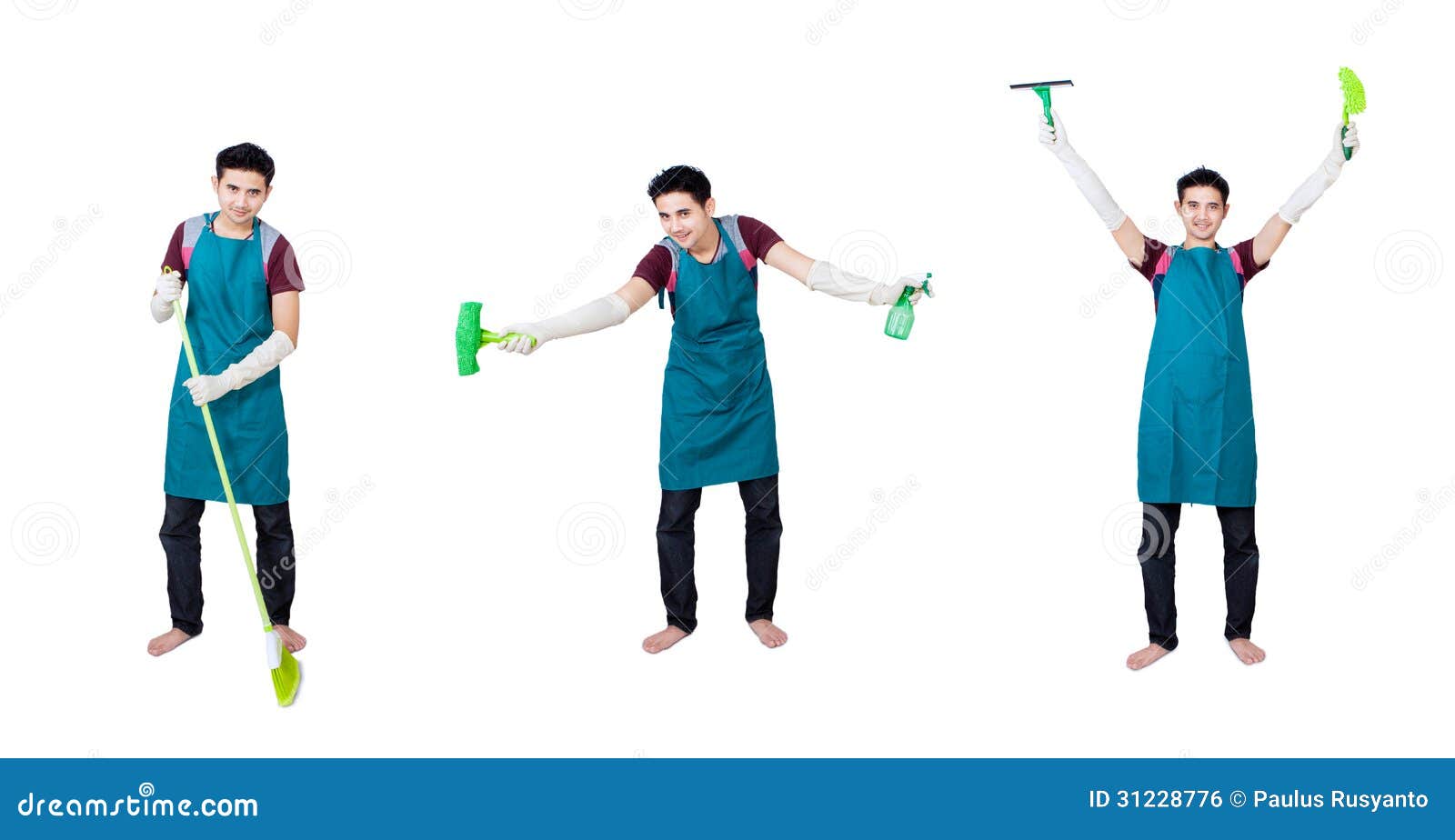 Cleaning Service Multi Pose Man Stock Photo - Image of green, adult ...
