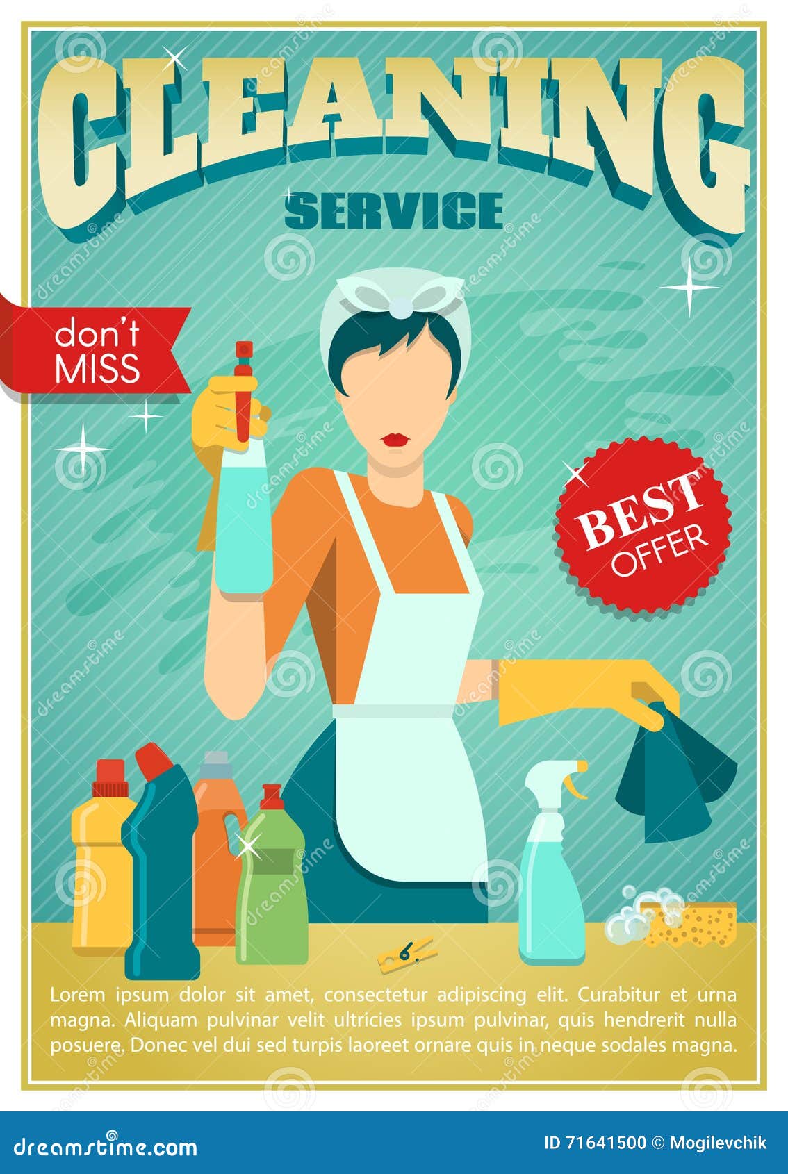 Cleaning Service Poster stock vector. Illustration of banner - 71641500