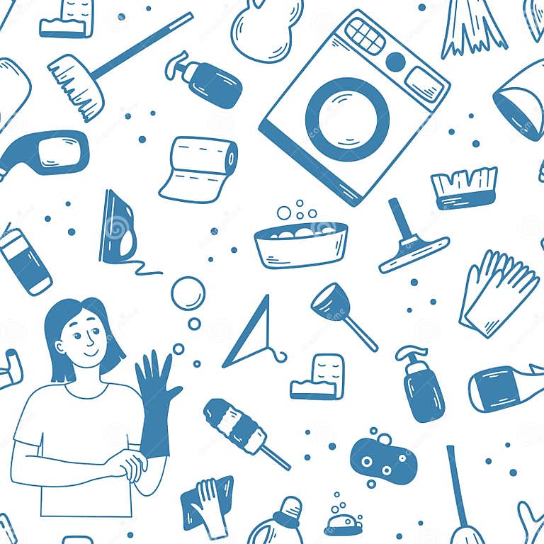 Cleaning Service Seamless Pattern Vector Graphics Stock Illustration ...