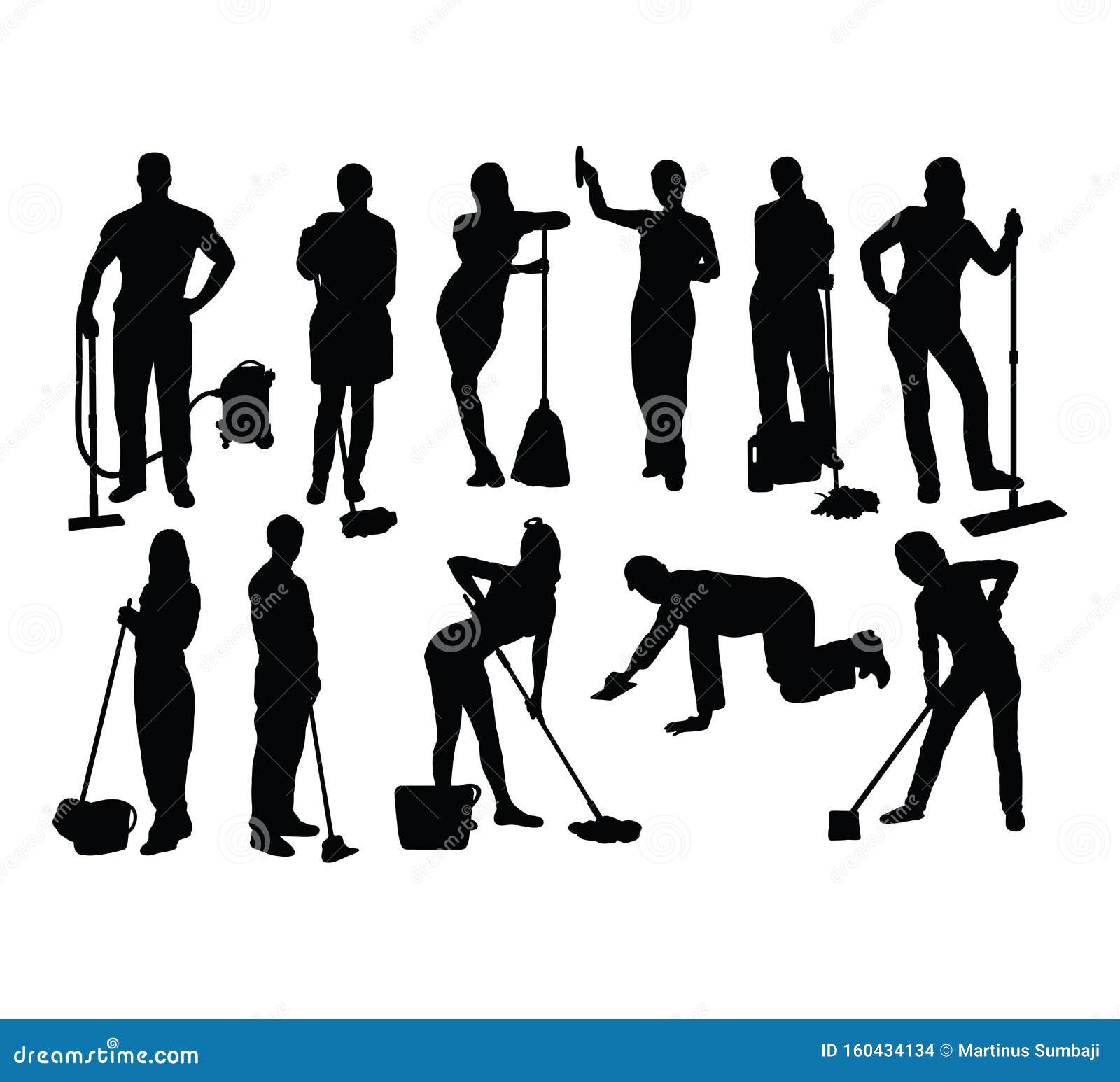 Cleaning Service Silhouettes Stock Vector - Illustration of housemaids ...