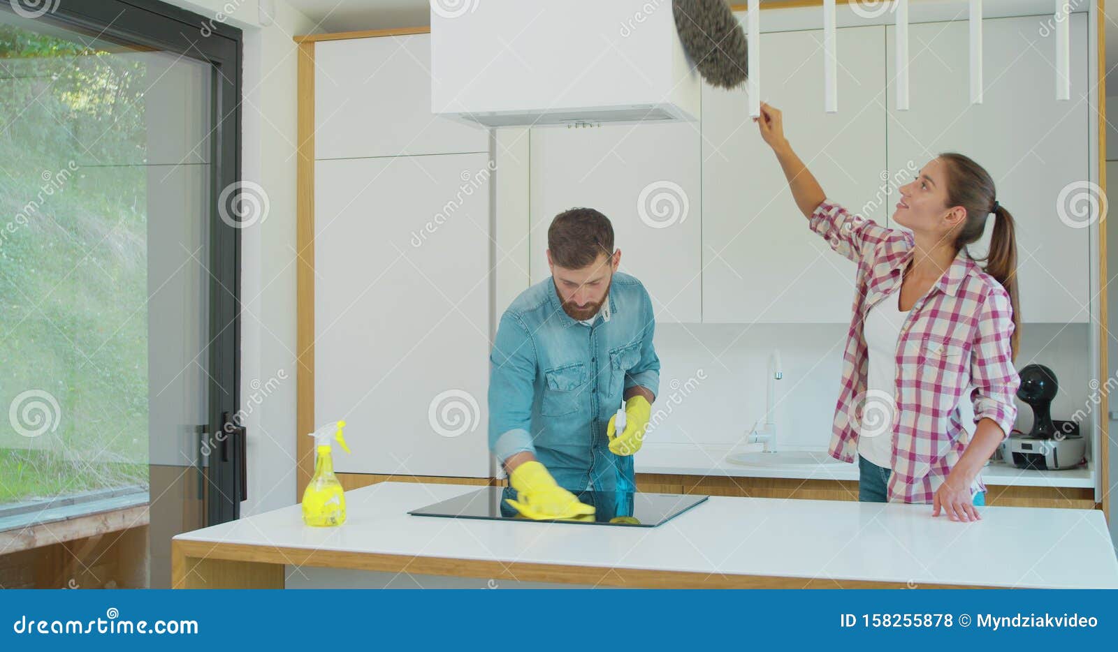 Cleaning Service Team at Work in Kitchen. Stock Photo - Image of ...