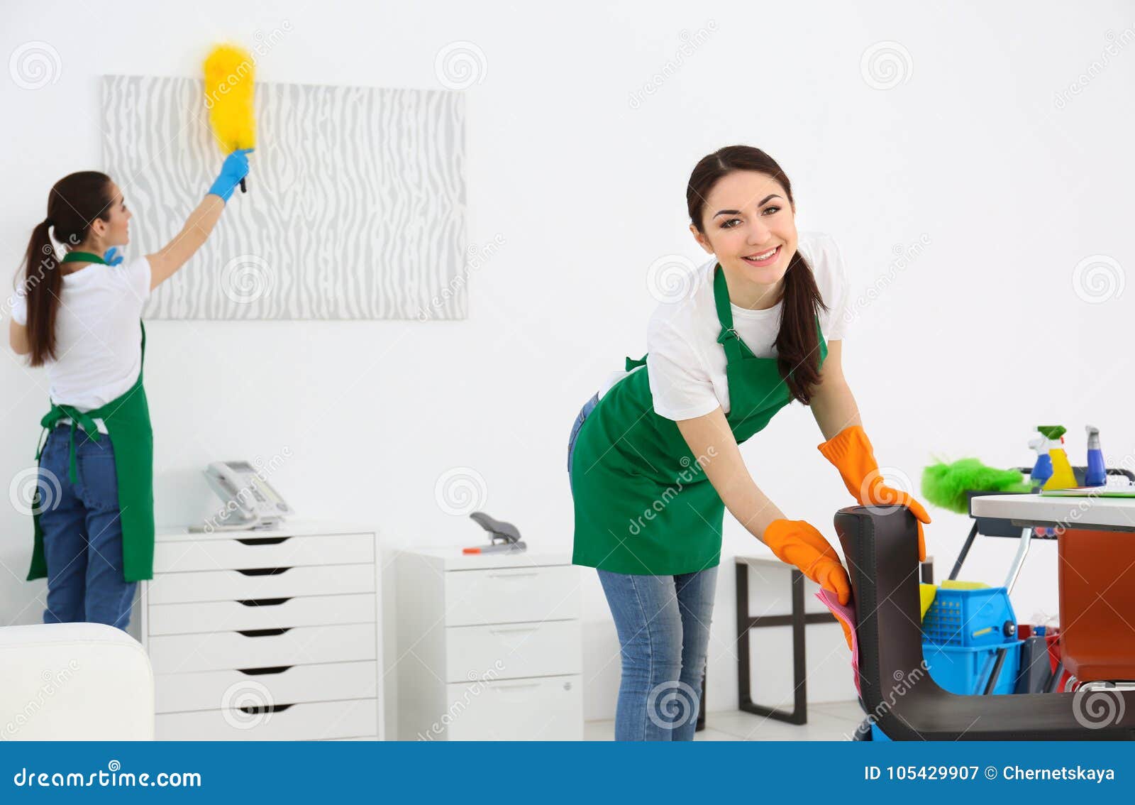 Cleaning Service Team at Work Stock Image - Image of dirty, holding ...