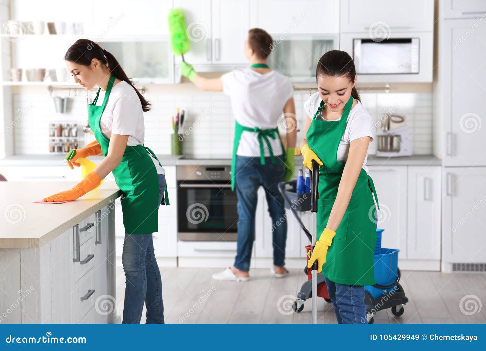 Cleaning Service Team Working Stock Image - Image of cleaning, sanitary ...