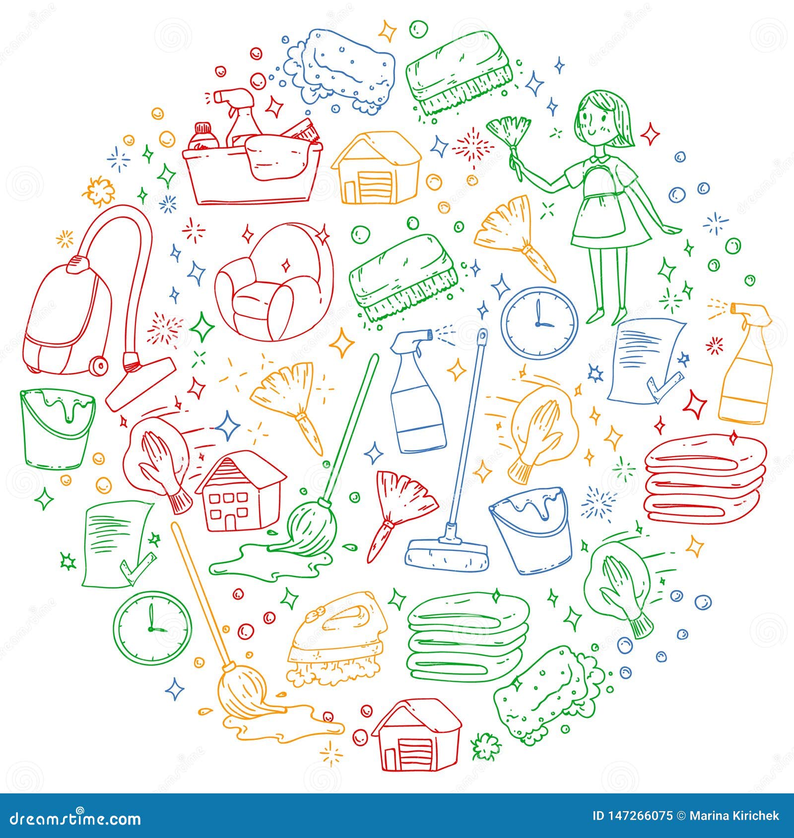 Cleaning Services Company Colorful Vector Pattern Stock Illustration ...