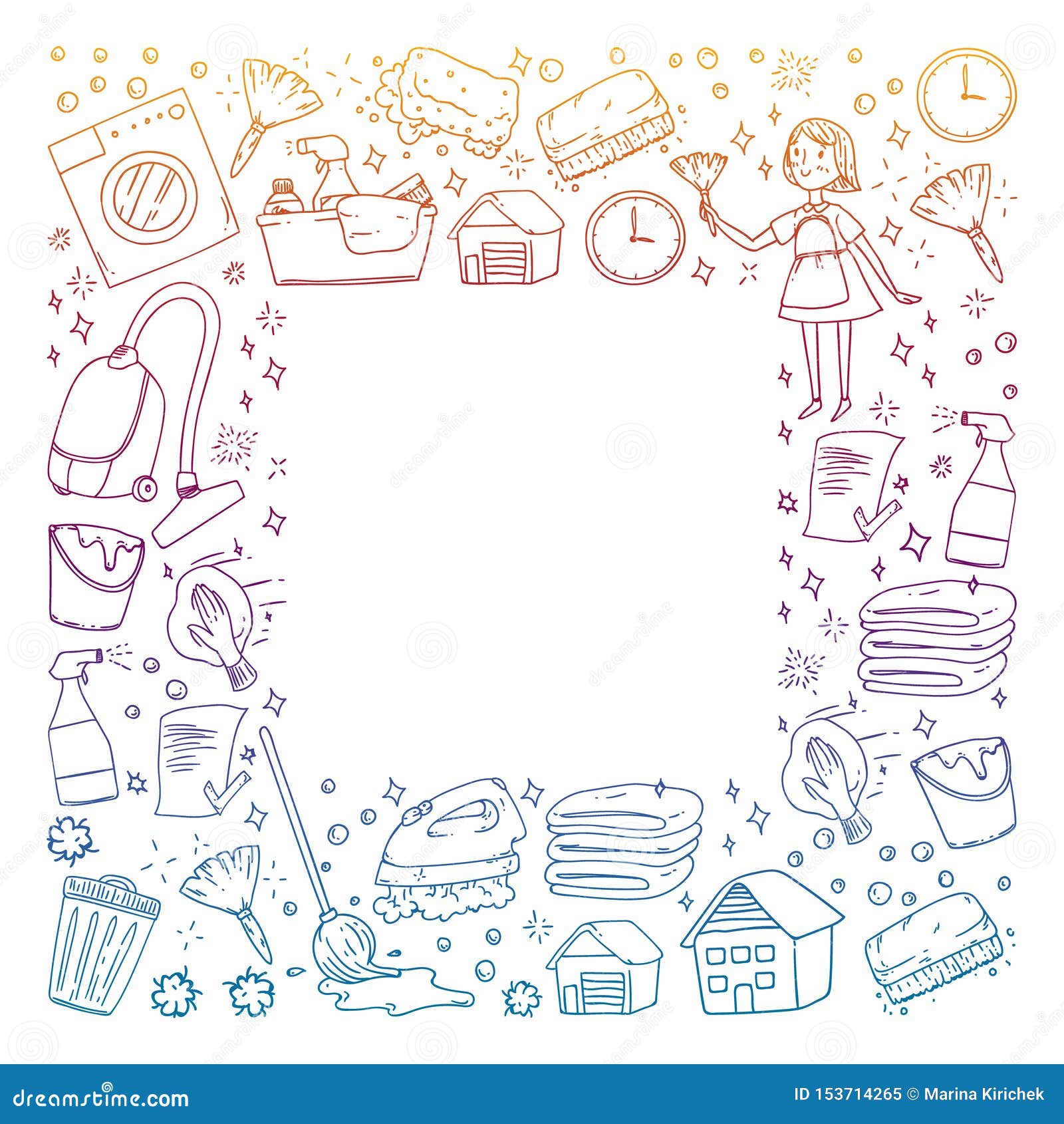 Cleaning Services Company Vector Pattern. Drawing on Notebook in ...