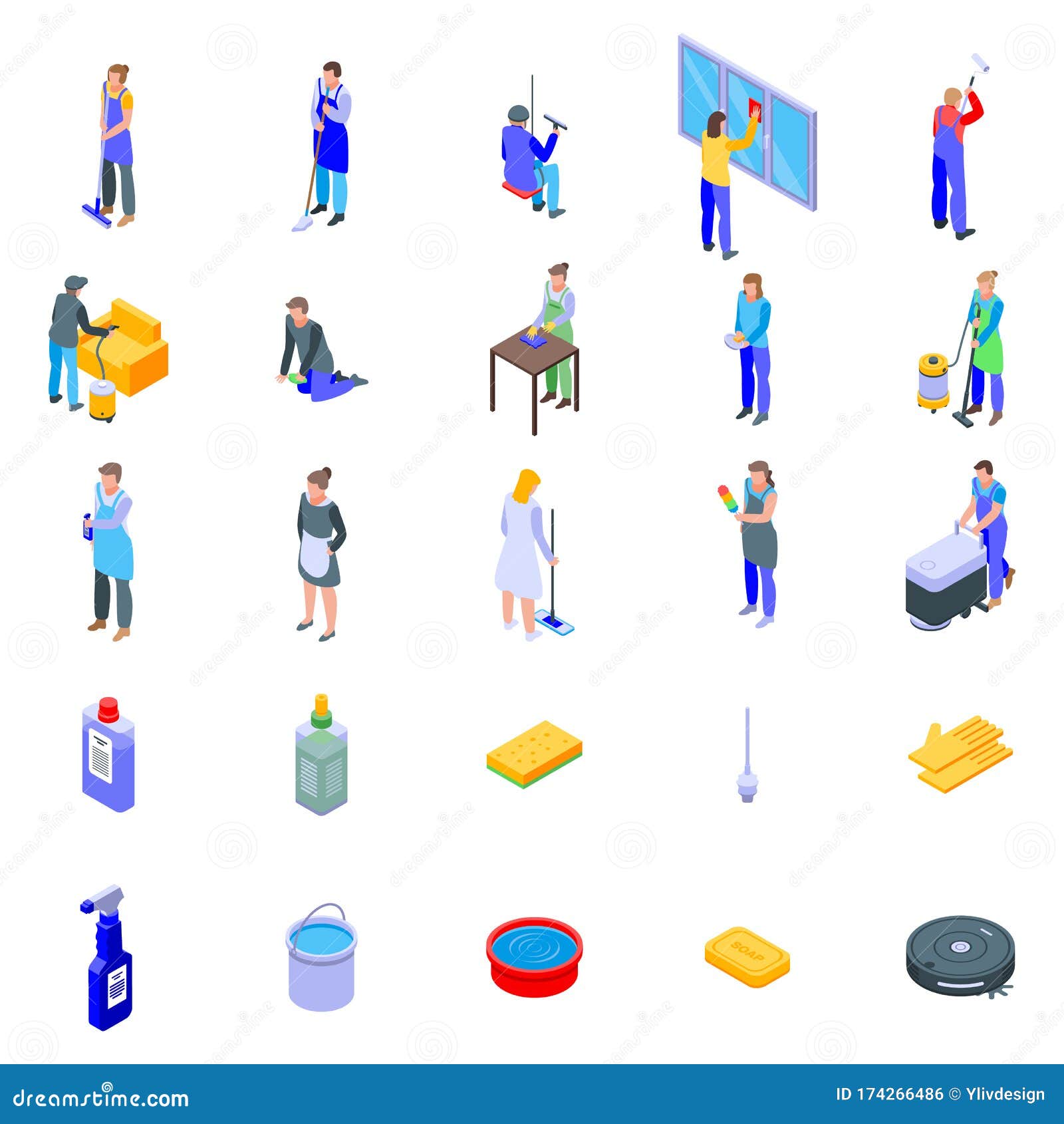 Cleaning Services Icons Set, Isometric Style Stock Vector ...
