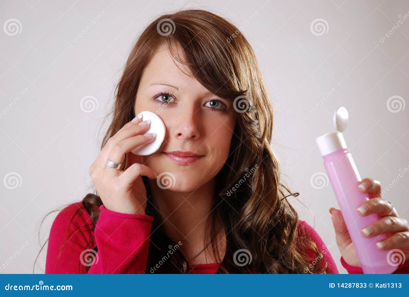 Cleaning the skin stock image. Image of happiness, caucasian - 14287833