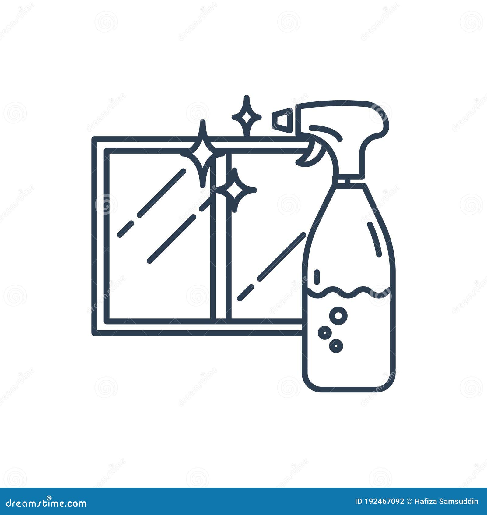 Cleaning Spray Bottle and Window. Vector Illustration Decorative Design ...