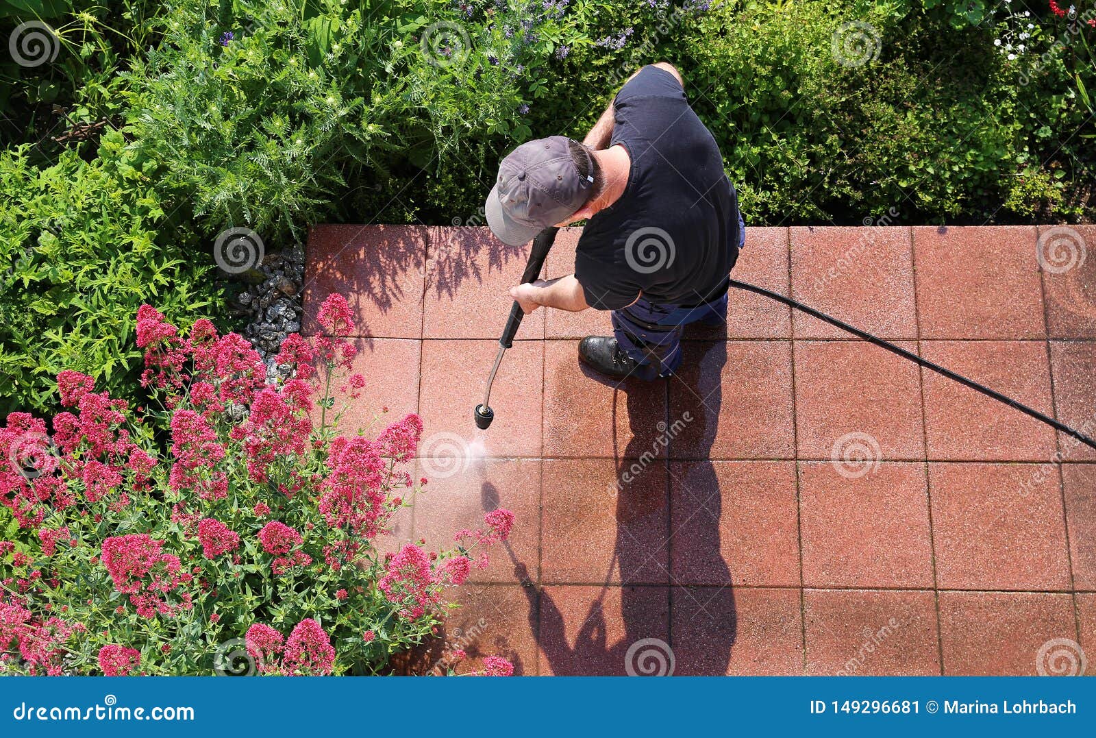 Cleaning Stone Slabs with the High-pressure Cleaner Stock Image - Image ...