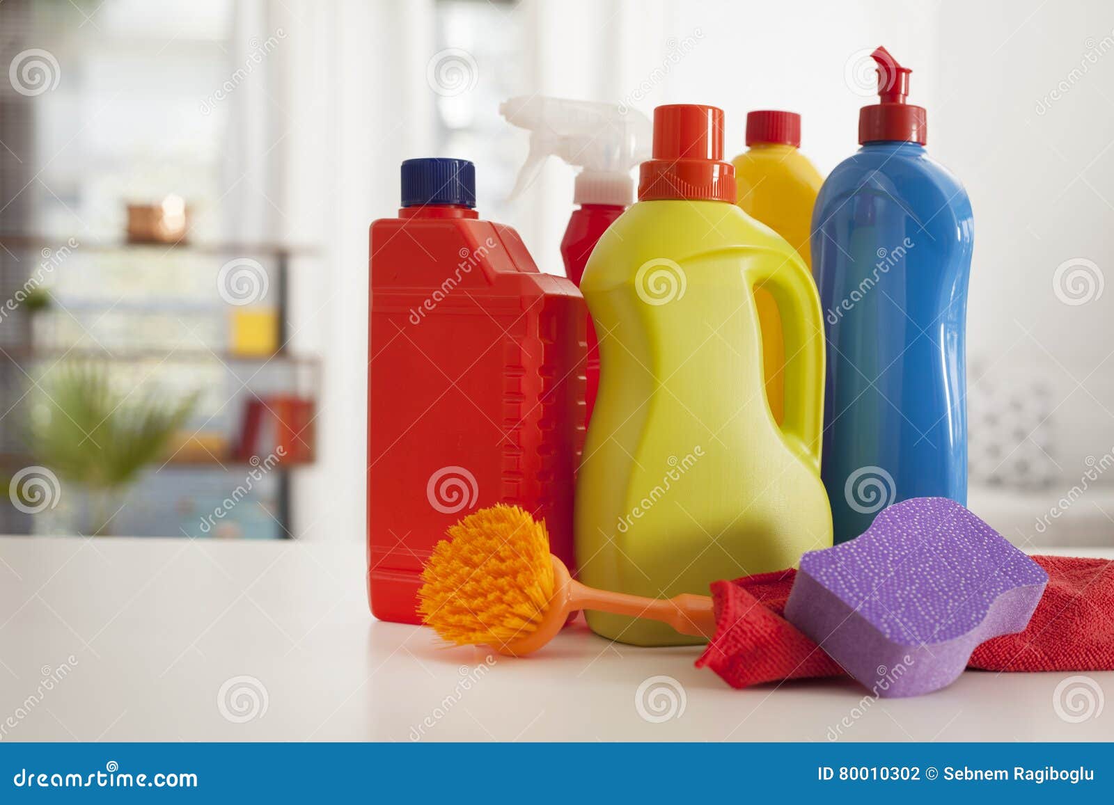 The Cleaning Supplies in Home Stock Photo - Image of room, cleaner ...