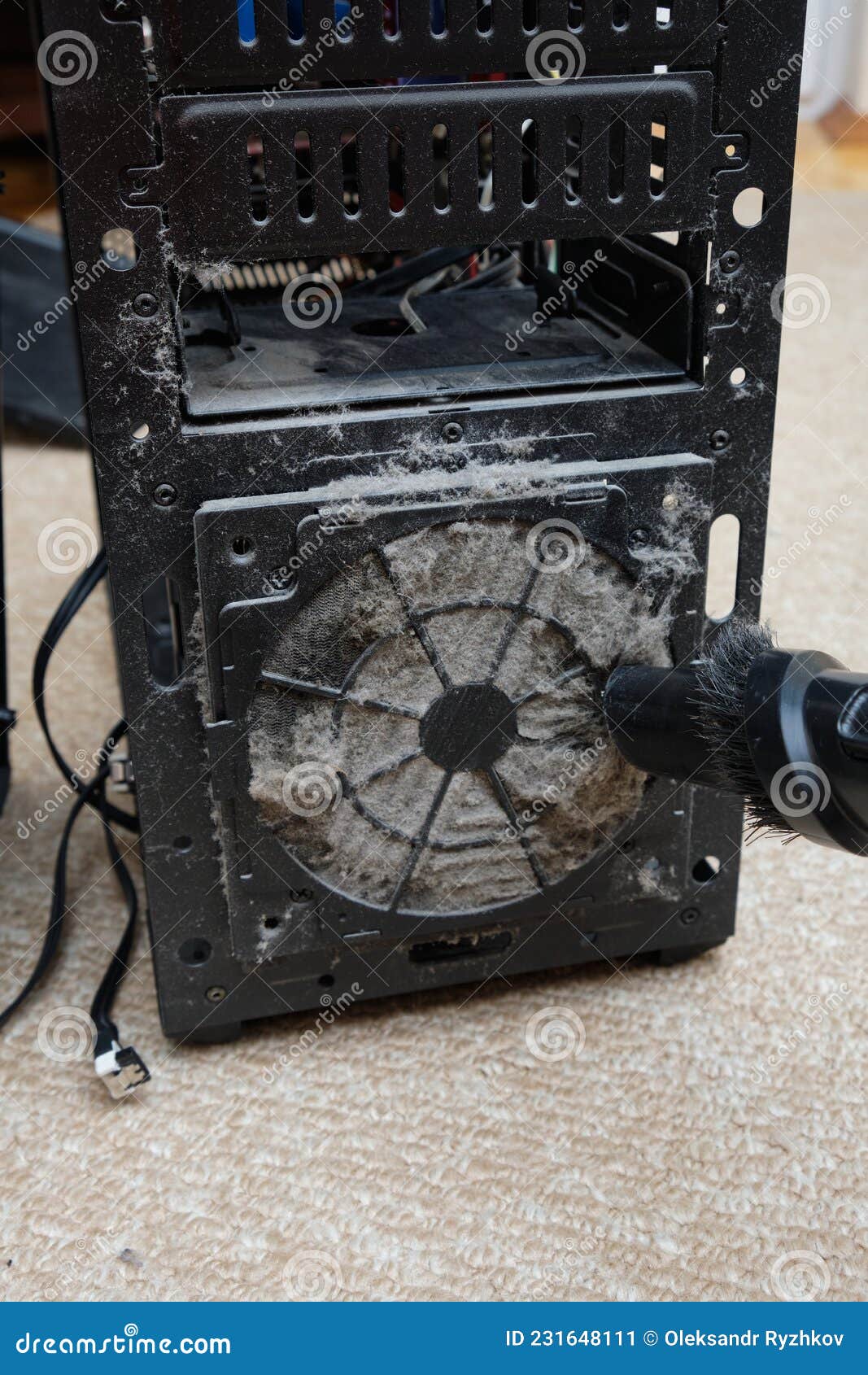 Cleaning the System Unit of Desktop Computer from Dust with a Vacuum ...