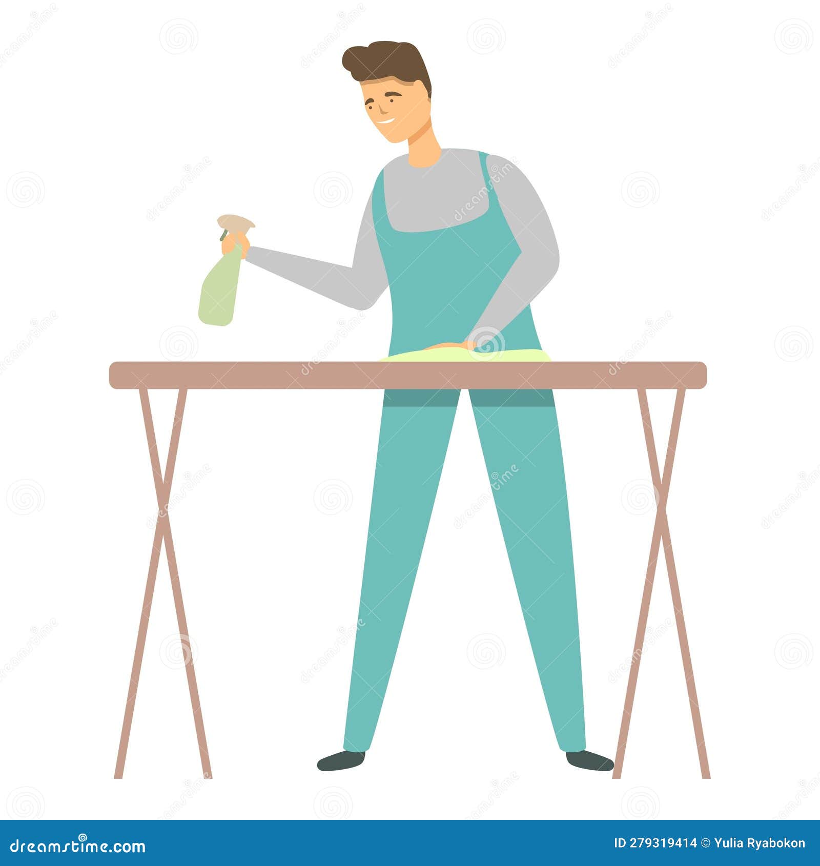 Cleaning Table Man Icon Cartoon Vector. Work Person Stock Vector ...
