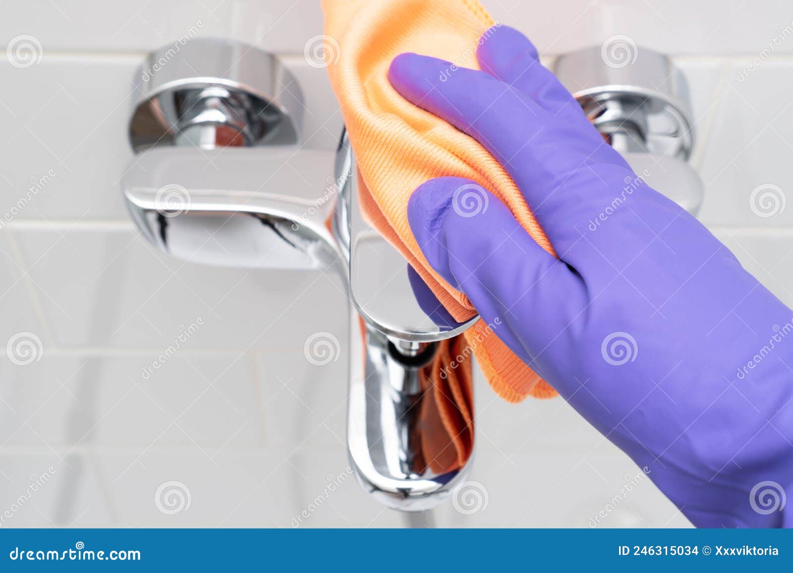 Cleaning Tap with Dry Polishing Rag Stock Photo - Image of purity ...