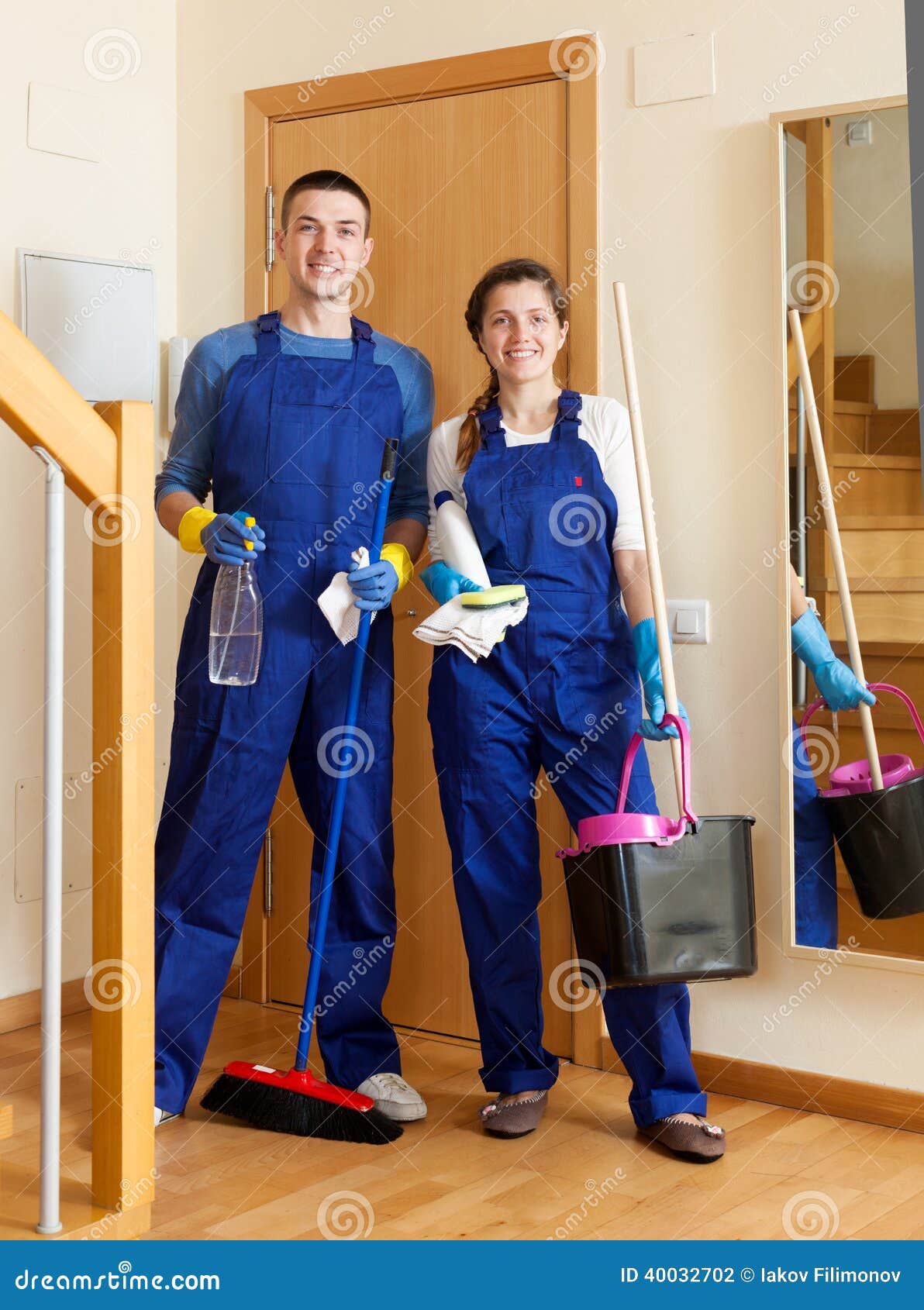 Cleaning team in uniform stock photo. Image of domestic - 40032702
