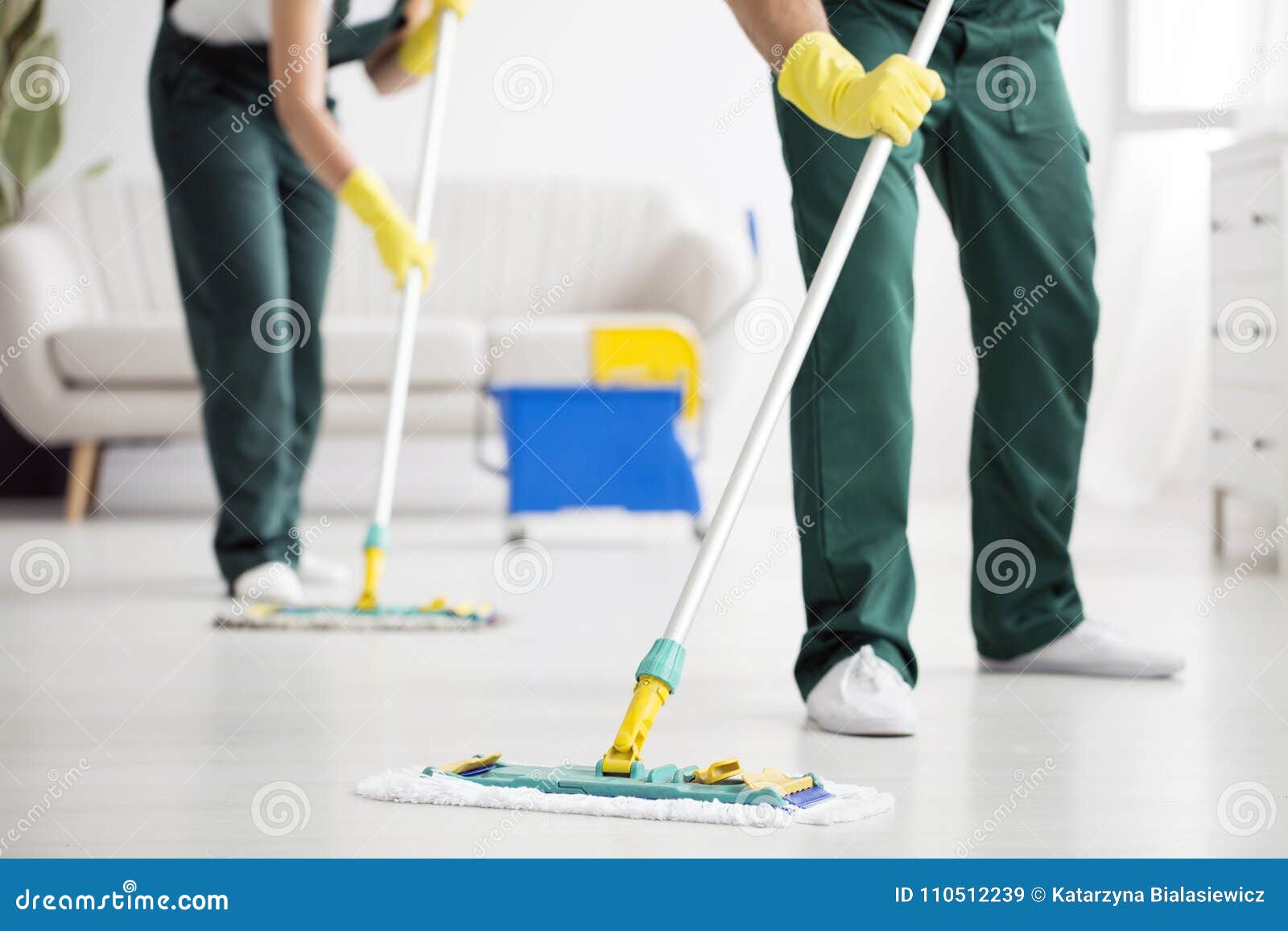 Cleaning Team Wiping the Floor Stock Image - Image of cleaner ...