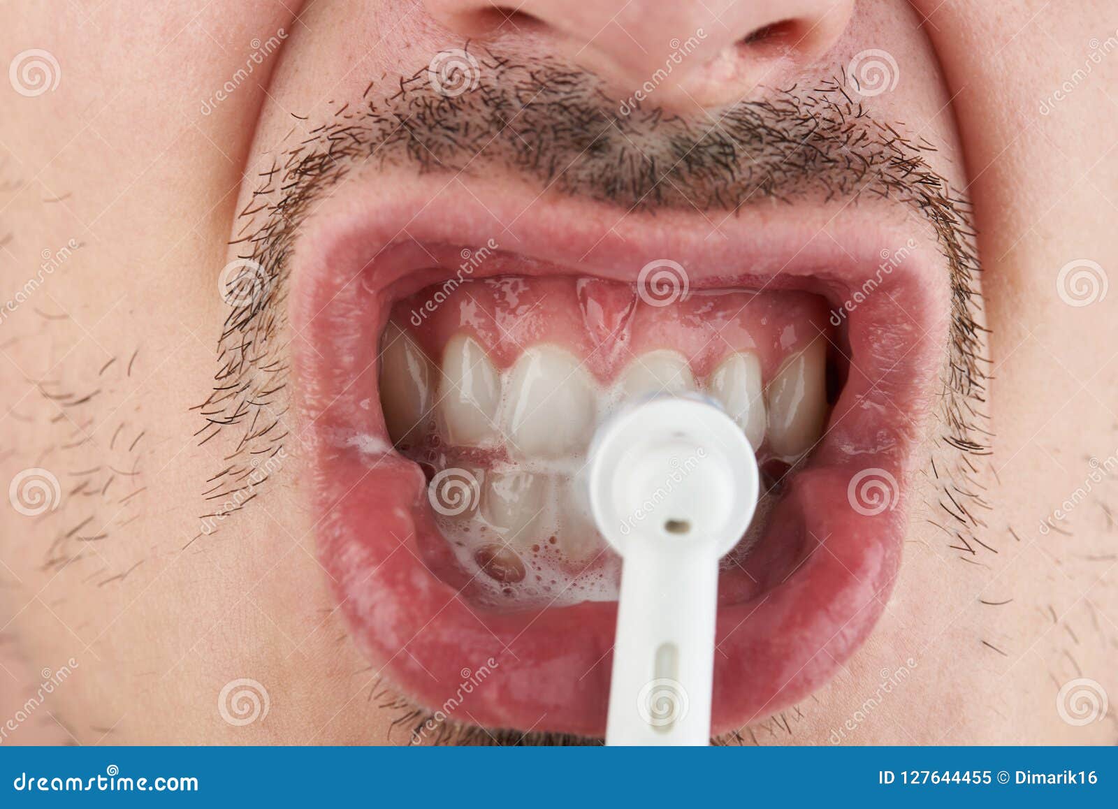 Cleaning Teeth with Electrical Brush Stock Image - Image of closeup ...