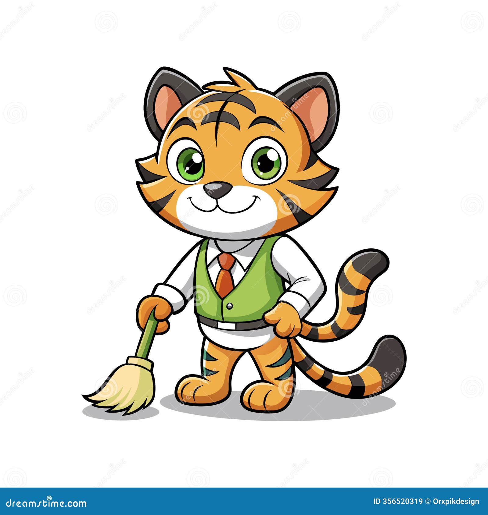Cleaning Tiger Cub in Peaceful Embroidery Scene Stock Vector ...