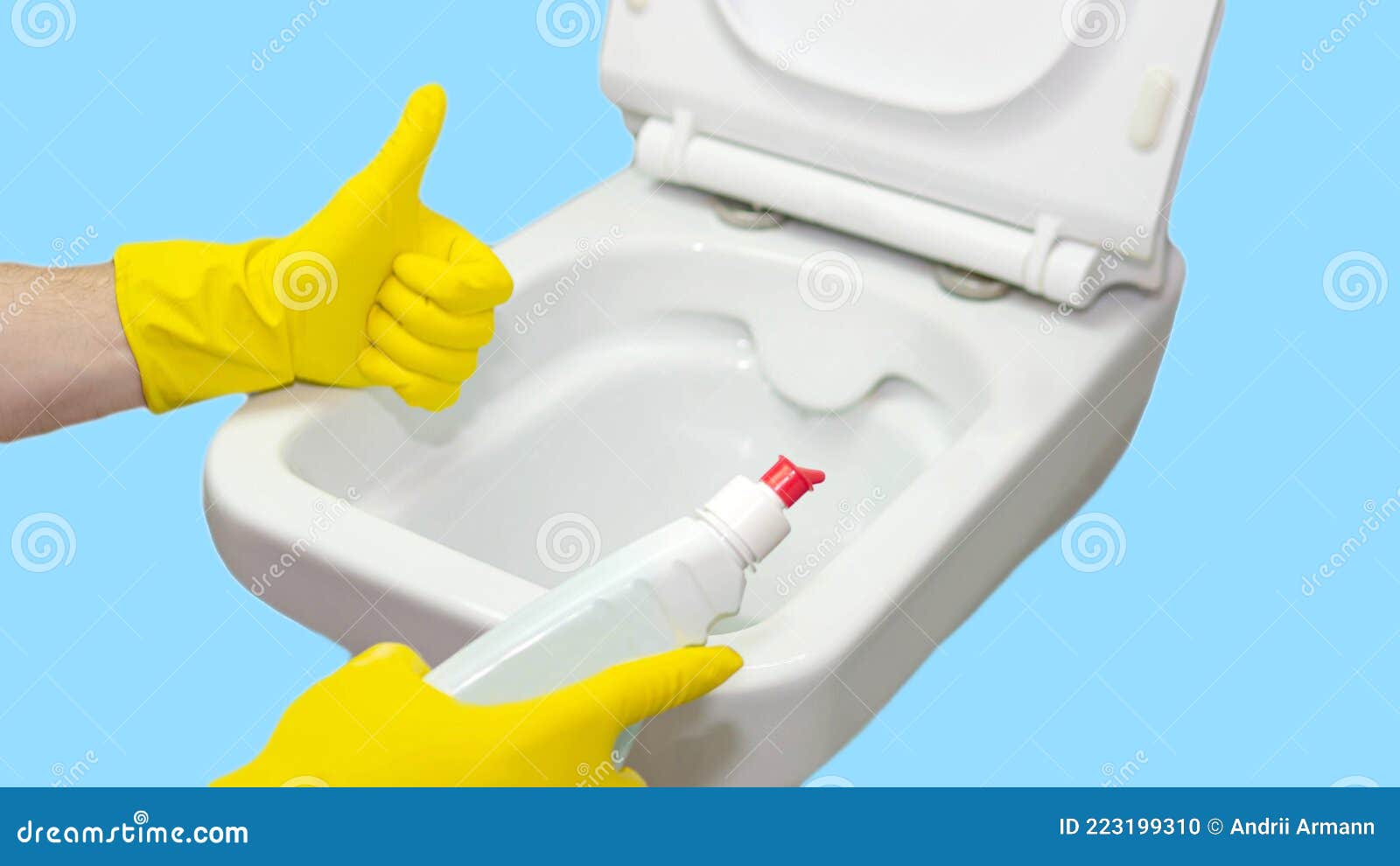 Cleaning the Toilet Bowl with a Cleaning Agent Stock Photo - Image of ...
