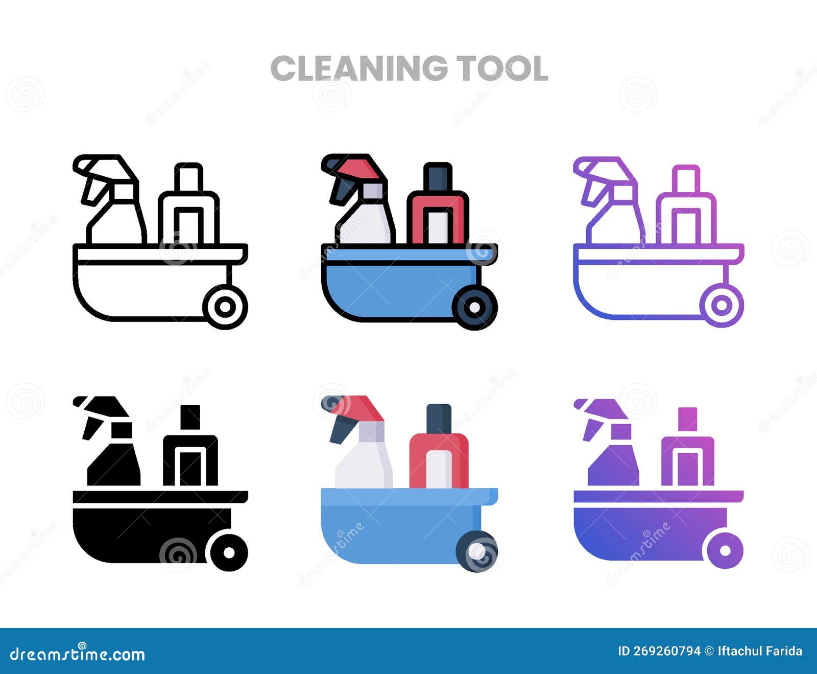 Cleaning Tool Icons Set with Different Styles. Stock Vector ...