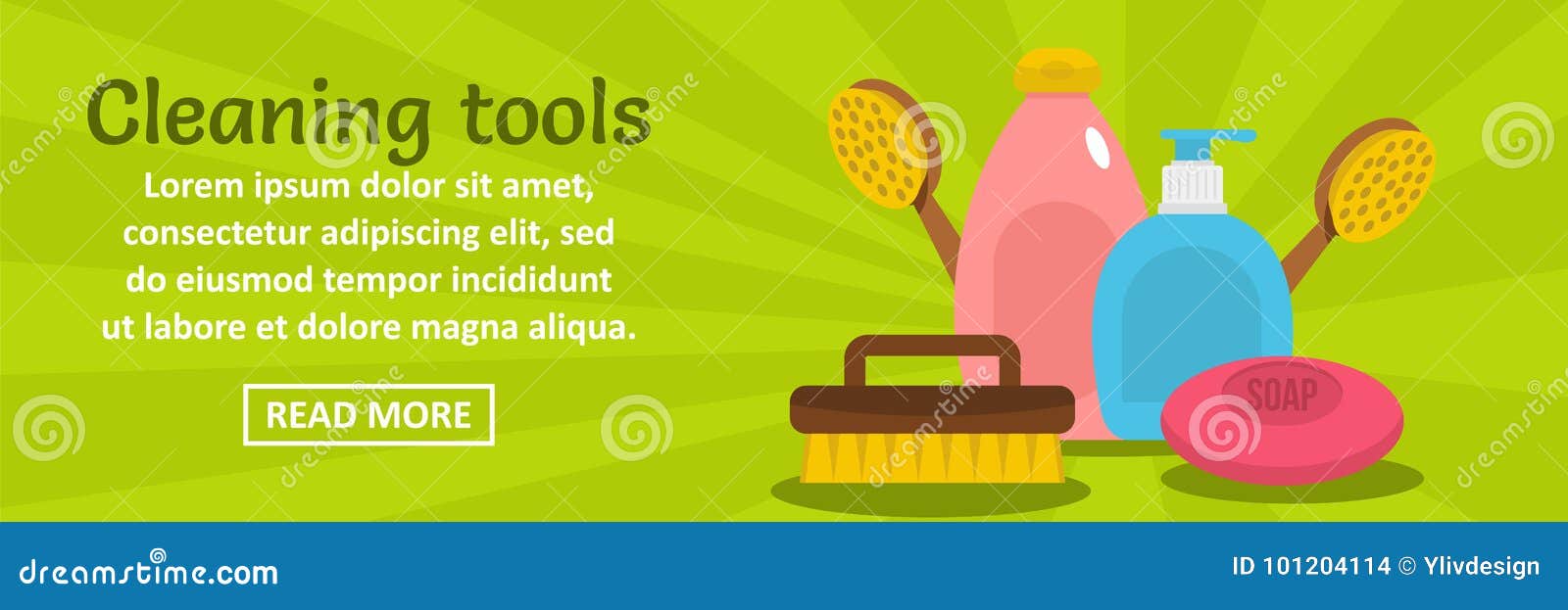 Cleaning Tools Banner Horizontal Concept Stock Vector - Illustration of ...
